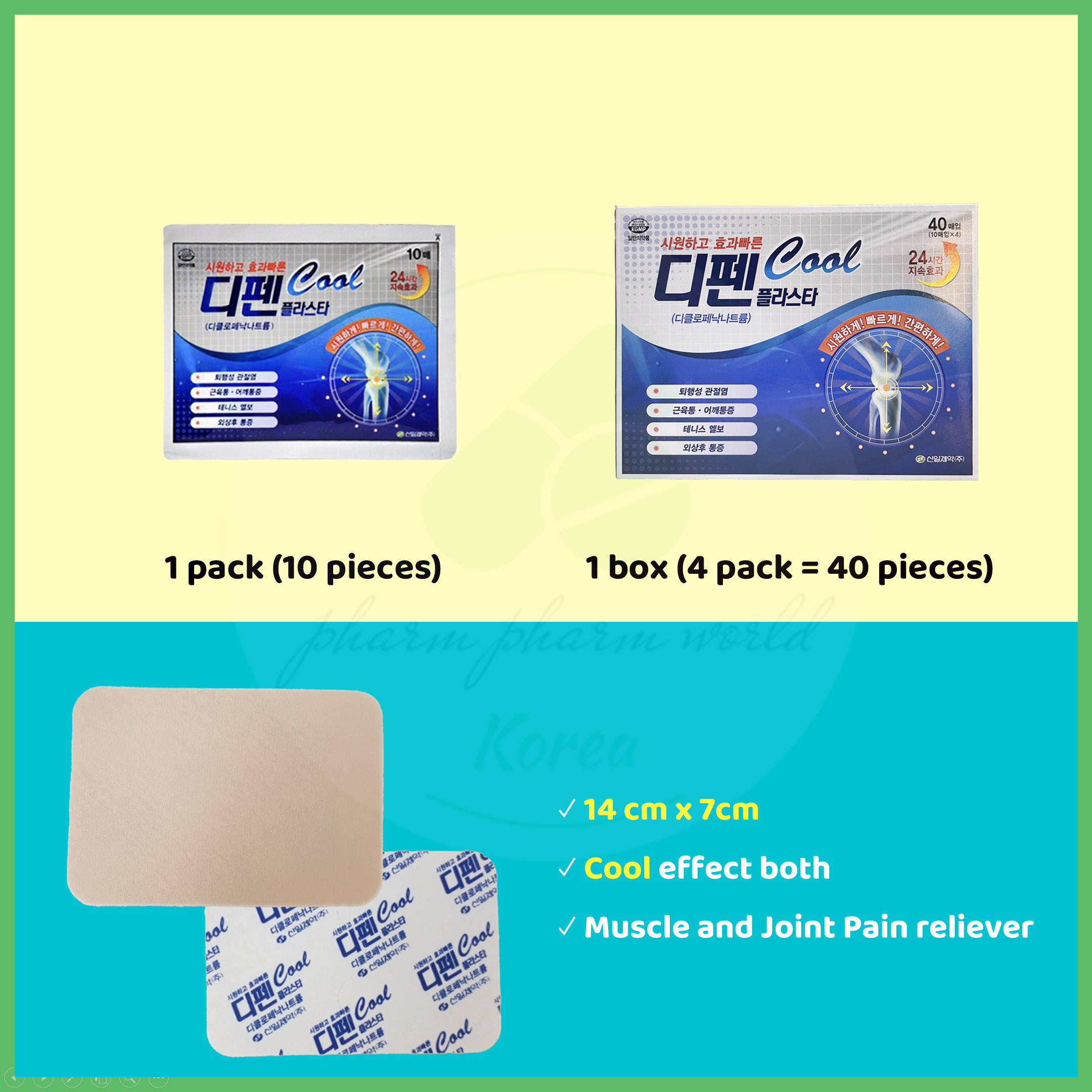 Shin-Il Pharm Defen Plaster 2types(Cool & Hot) for muscle pain difen ...
