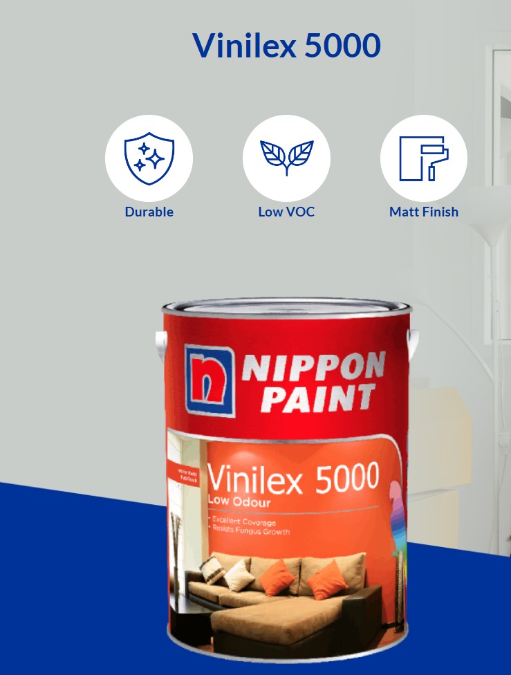 Nippon Paint Vinilex 5000 - Base 1 - Swansdown 5075 | Shopee Singapore
