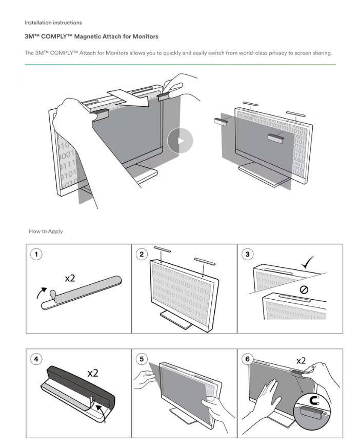 3M Privacy Filter for 24in Full Screen Monitor with 3M COMPLY Magnetic ...