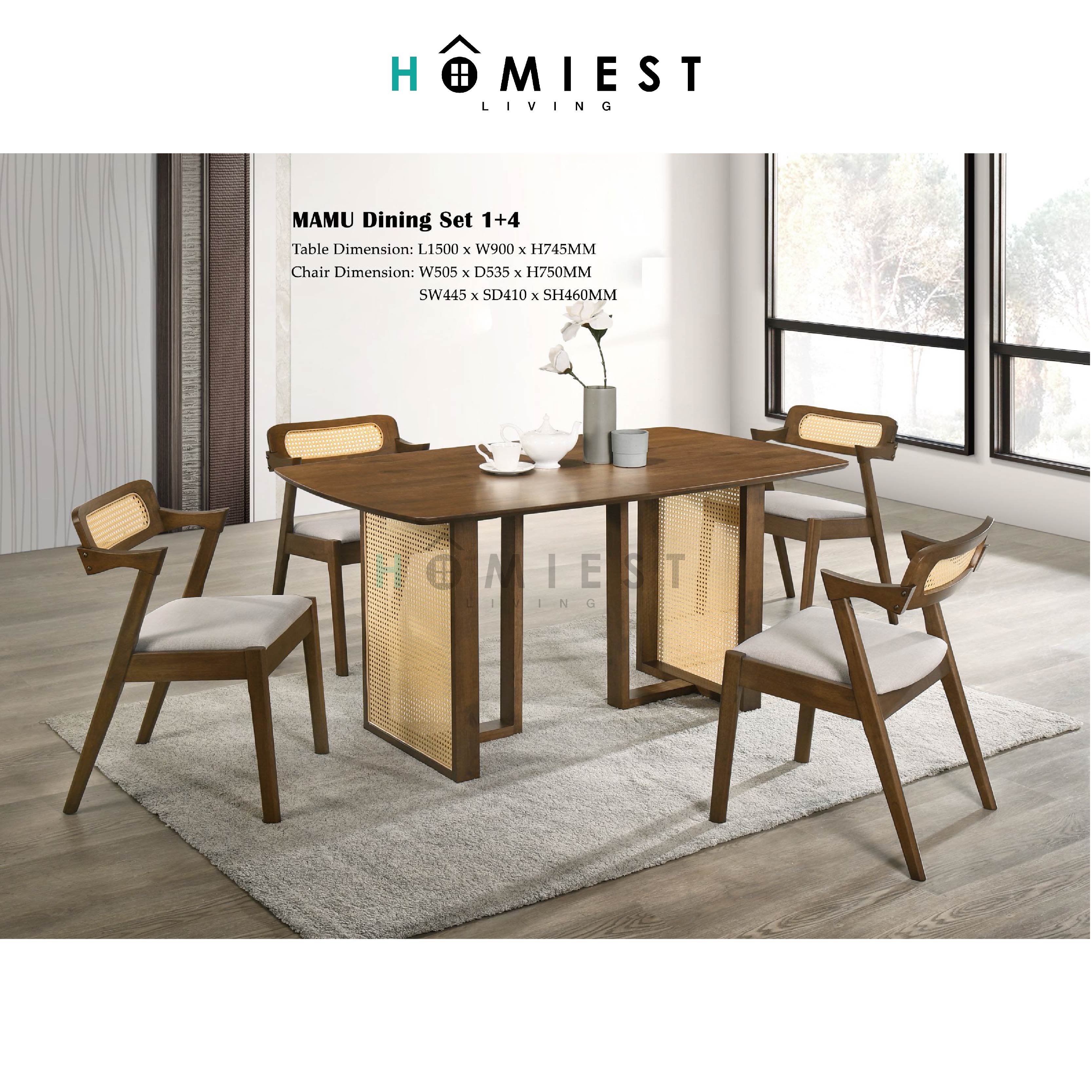 [HOMIEST] MAMU Solid Wood Rottan Muji Style Dining Set in Walnut ...