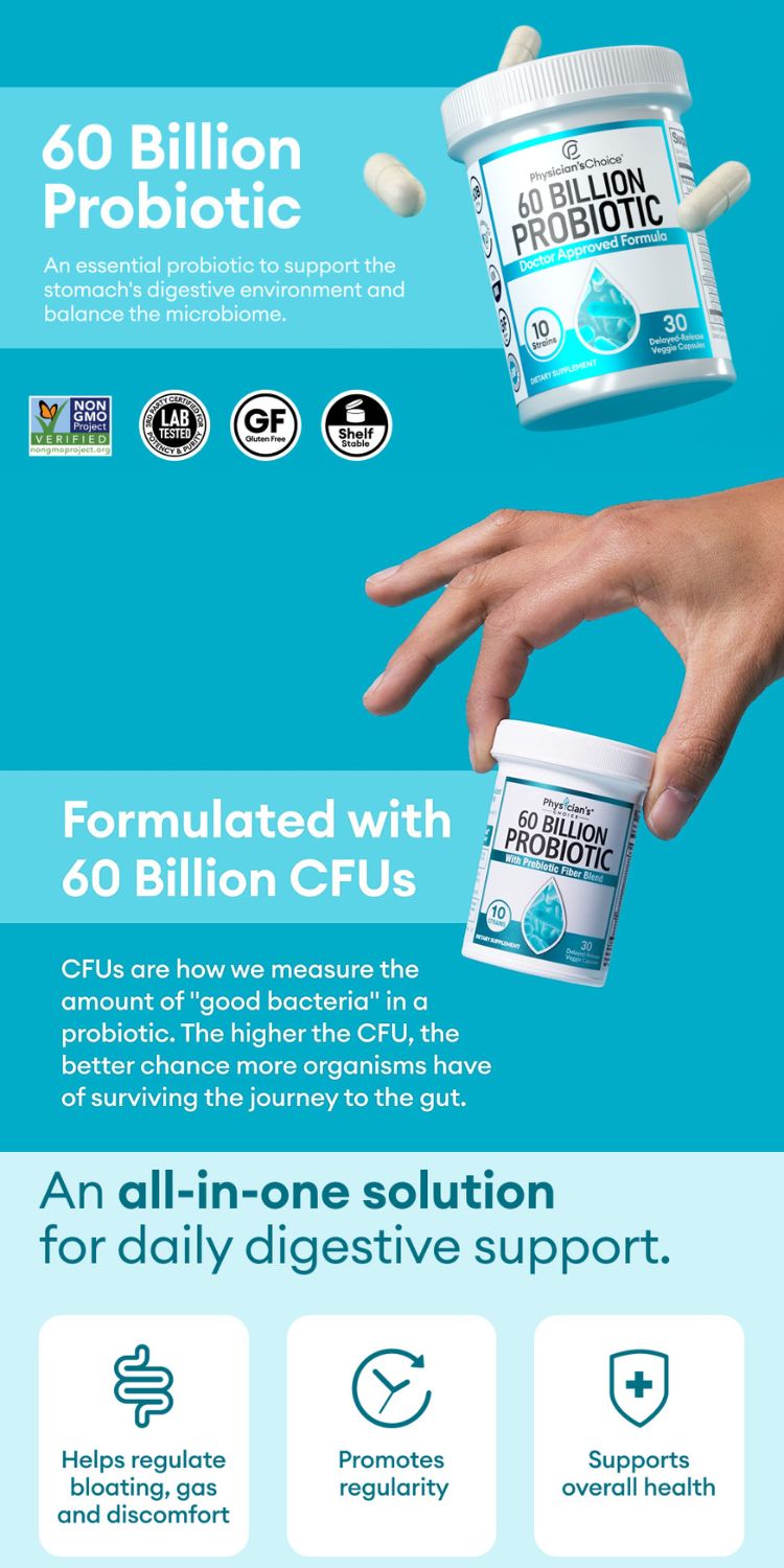 💯Physician's Choice Probiotics for Gut Health/ IBS 60 Billion CFU, 10 ...