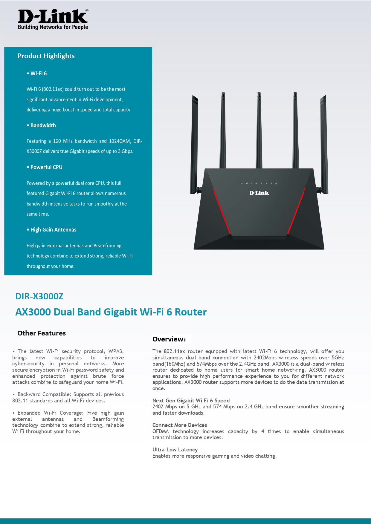 D-Link DIR-X3000Z AX3000 WiFi 6 Mesh Gigabit Wireless Wifi Router | Shopee Singapore