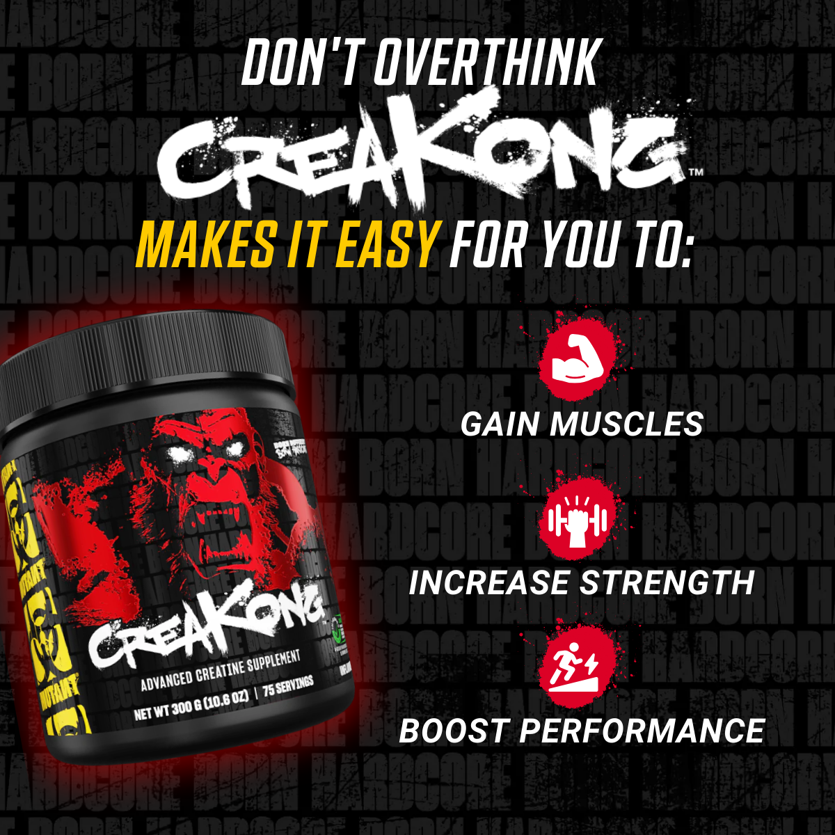 Mutant CREAKONG, Creatine Monohydrate + Amino Acid Supplement, Increase ...