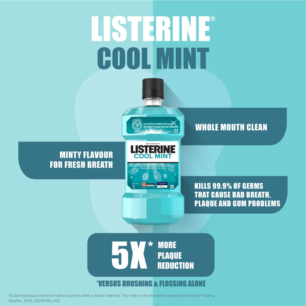 Listerine Mouthwash 100ml, Portable On-The-Go in Cool Mint, Green Tea ...