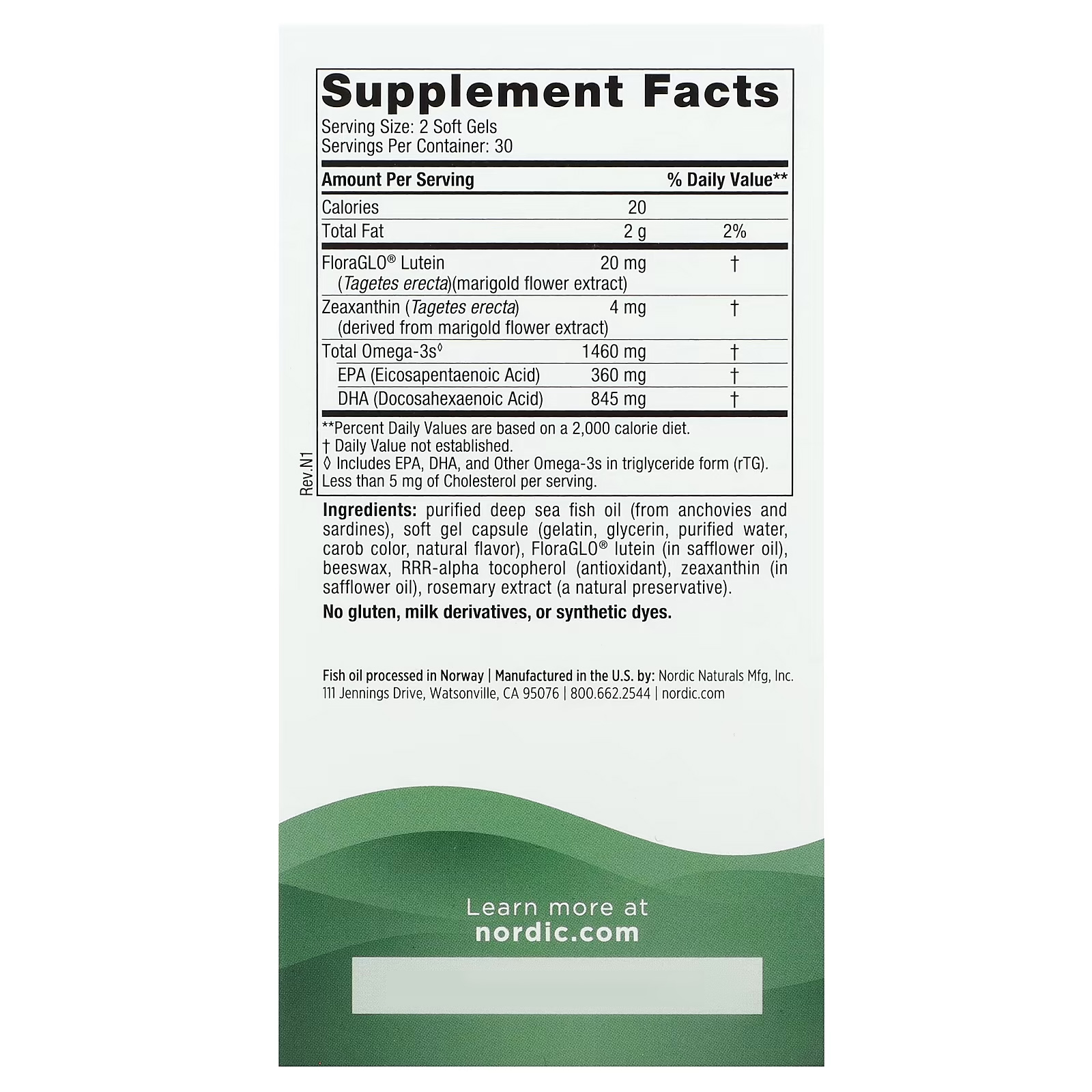 Nordic Naturals Vision Support Zeaxanthin and FloraGlo Lutein 60 ...