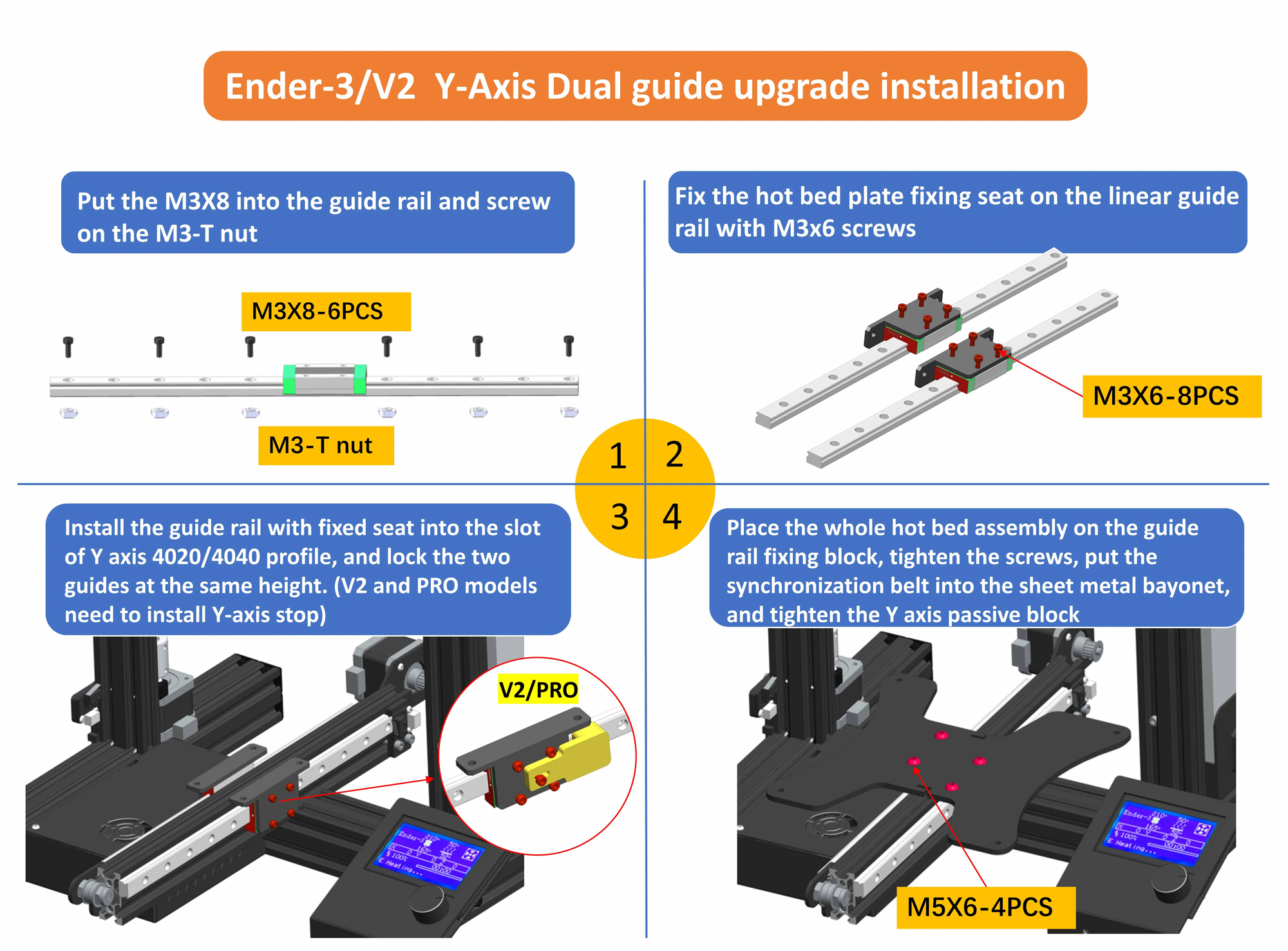 [SG Stock] Y-axis Double Linear Rail Upgrade Kit for 3D Printer Build ...