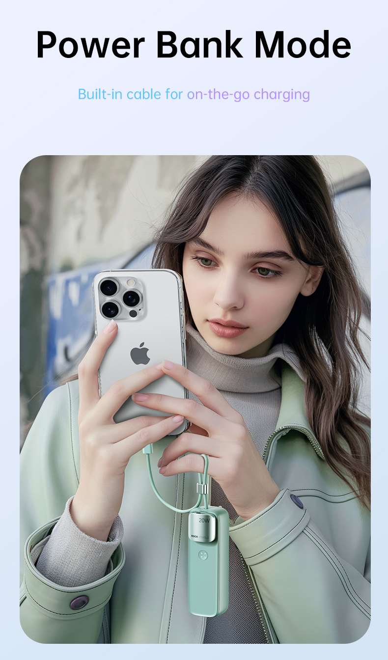 Rock 2-in-1 Portable Powerbank 5000mAh with GaN PD 20W / PD 30W Wall ...