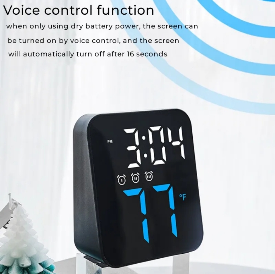 [SG] LED Digital Alarm Clock Big Temperature Display Adjustable ...