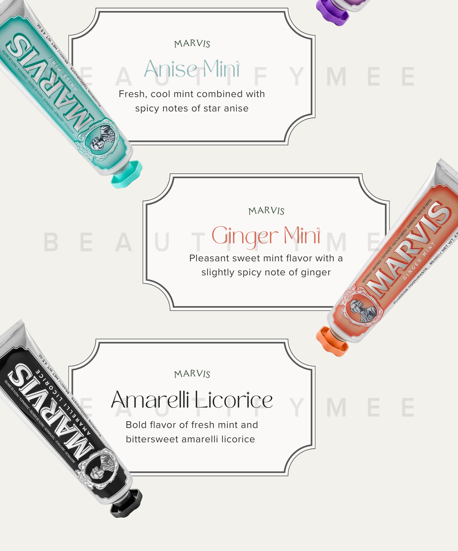 Marvis Toothpaste Collection (Blossom Tea, Classic Strong Mint, Creamy ...