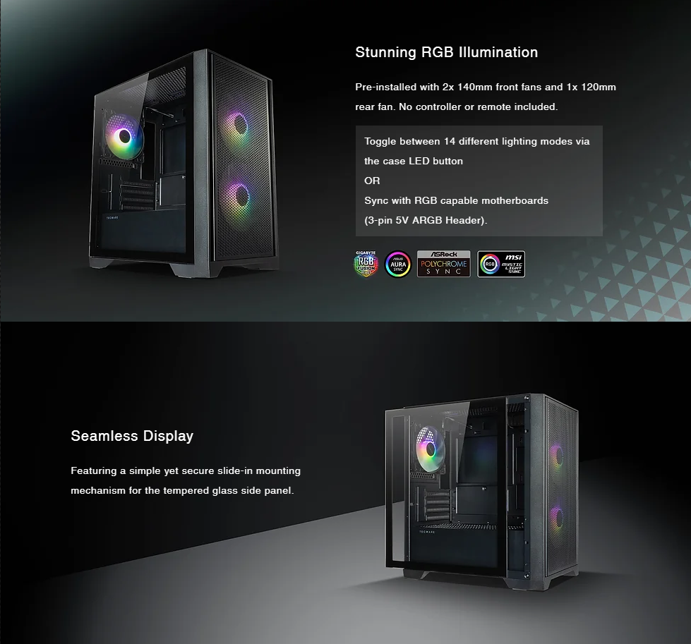 TECWARE NEO M2 HIGH AIRFLOW MATX CASING | STEEL/BLACK/BLACK ARGB/WHITE ...