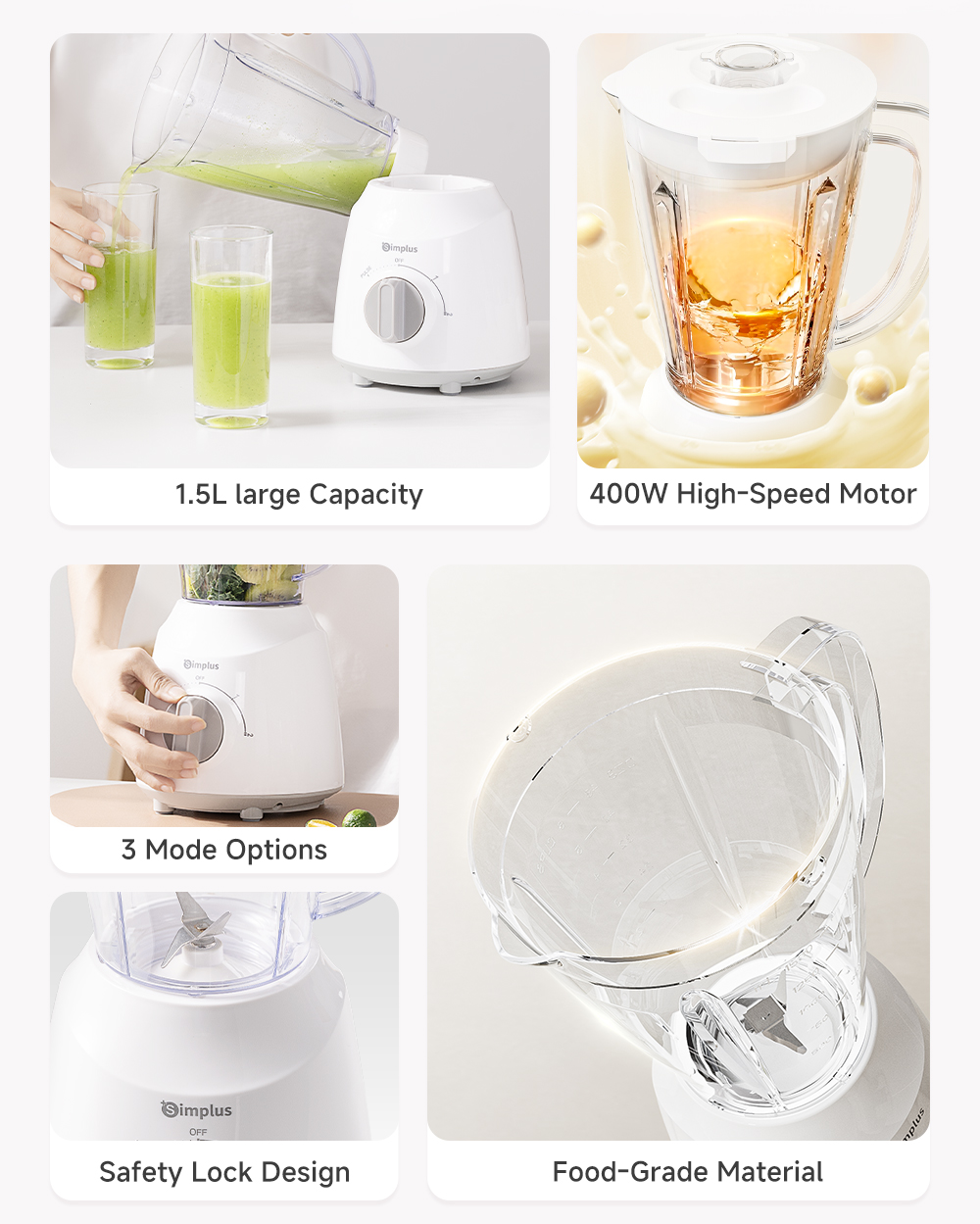 Simplus Multi-functional Blender | Single-Knob Food Processor | 1.5L ...