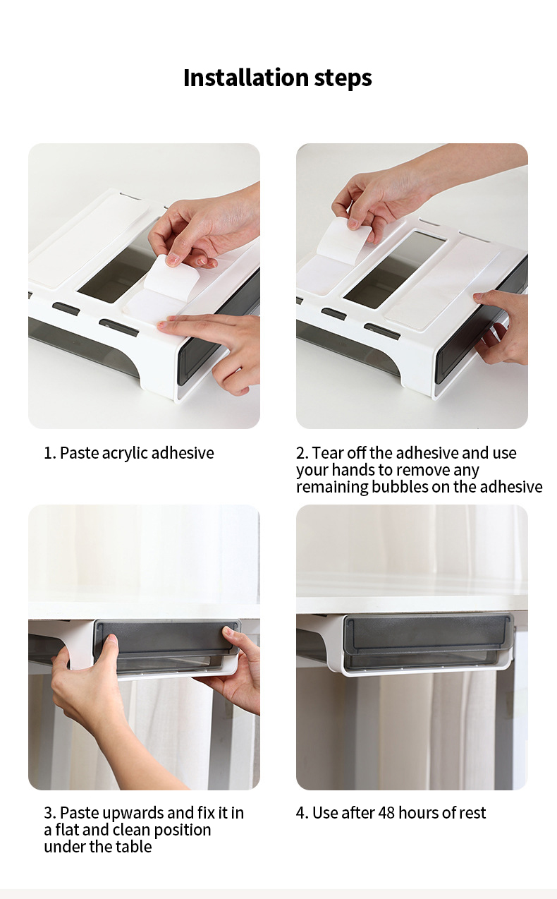 (HOME+) Drawer Style Storage Box Under Desk Large Capacity Office Desk ...