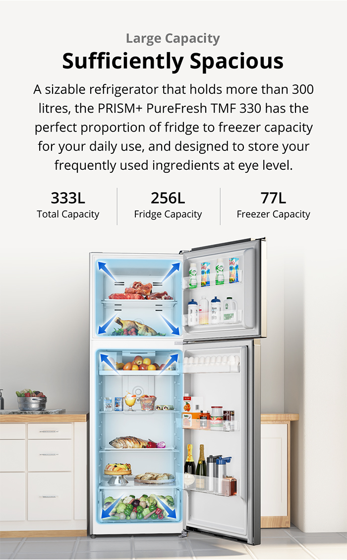 PRISM+ PureFresh TMF 330 | 330L Top Mount Freezer Refrigerator ...