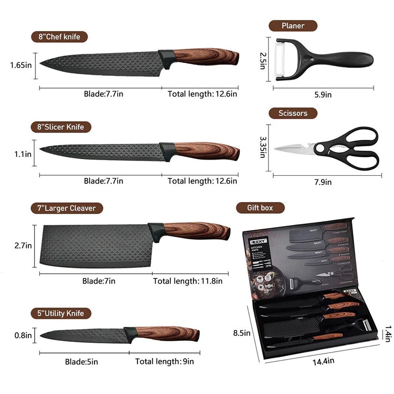 (SG SELLER) Best Quality 7 Pieces Knife Tool Sets Kitchen Stainless ...