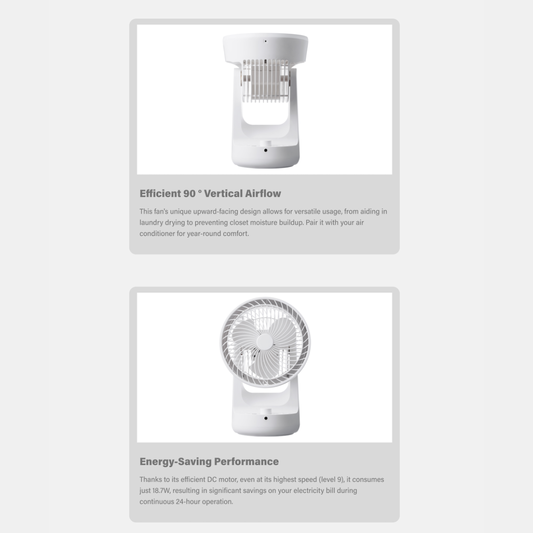 ±0 DC Circulator Fan B320 | Quiet Motor | White/Pink | 360 Spin, 18 ...