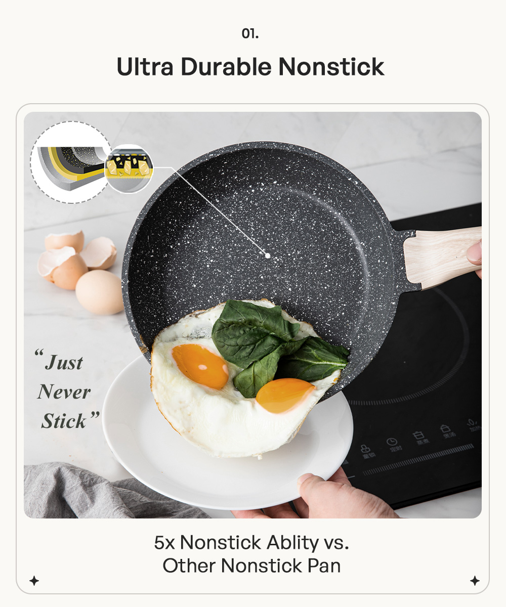 Carote Nonstick Granite cookware set 7 pcs Marble-coated Kitchenware ...