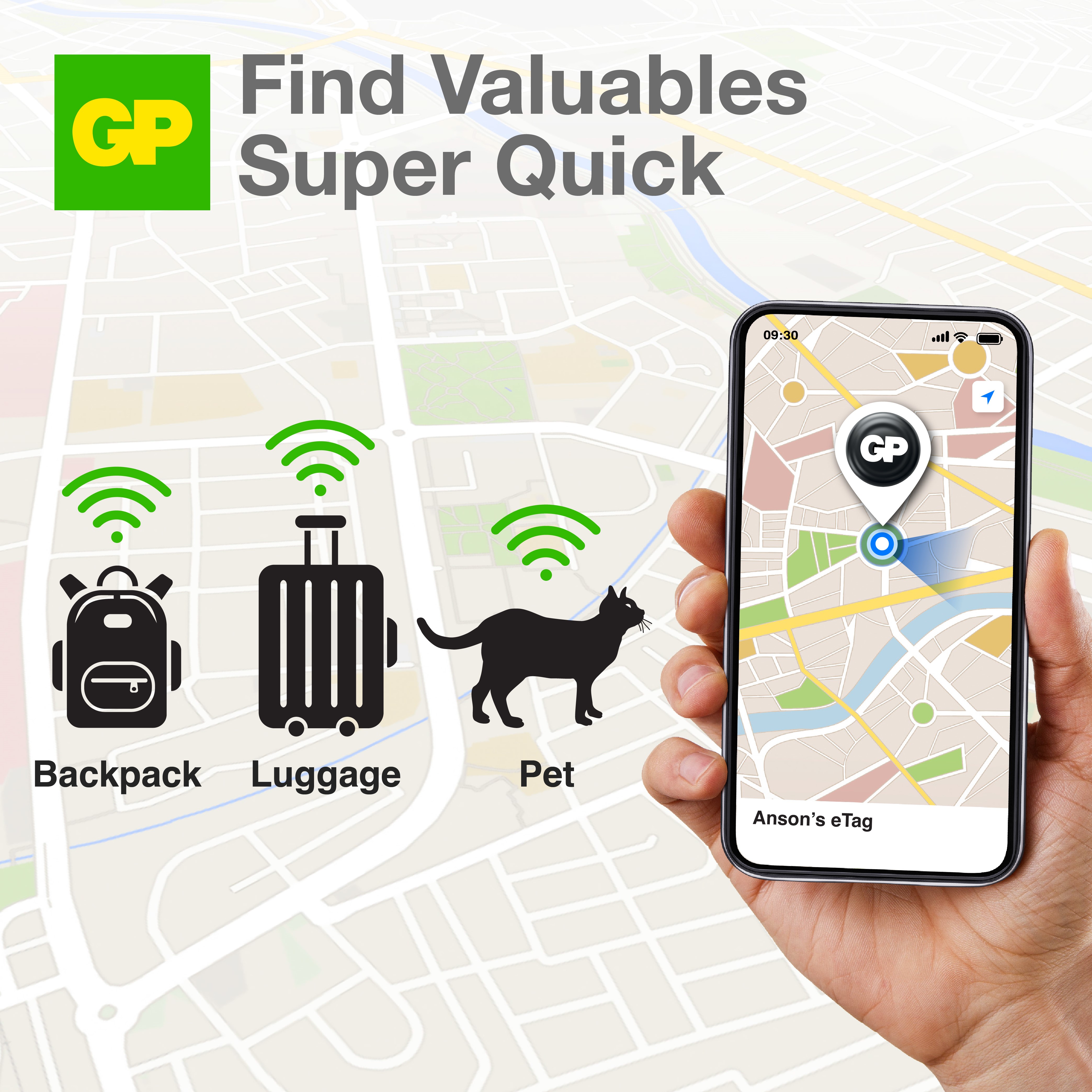 GP eTag Smart Locator Tracker Anti-Lost Finder Tracker GPS Tracking ...