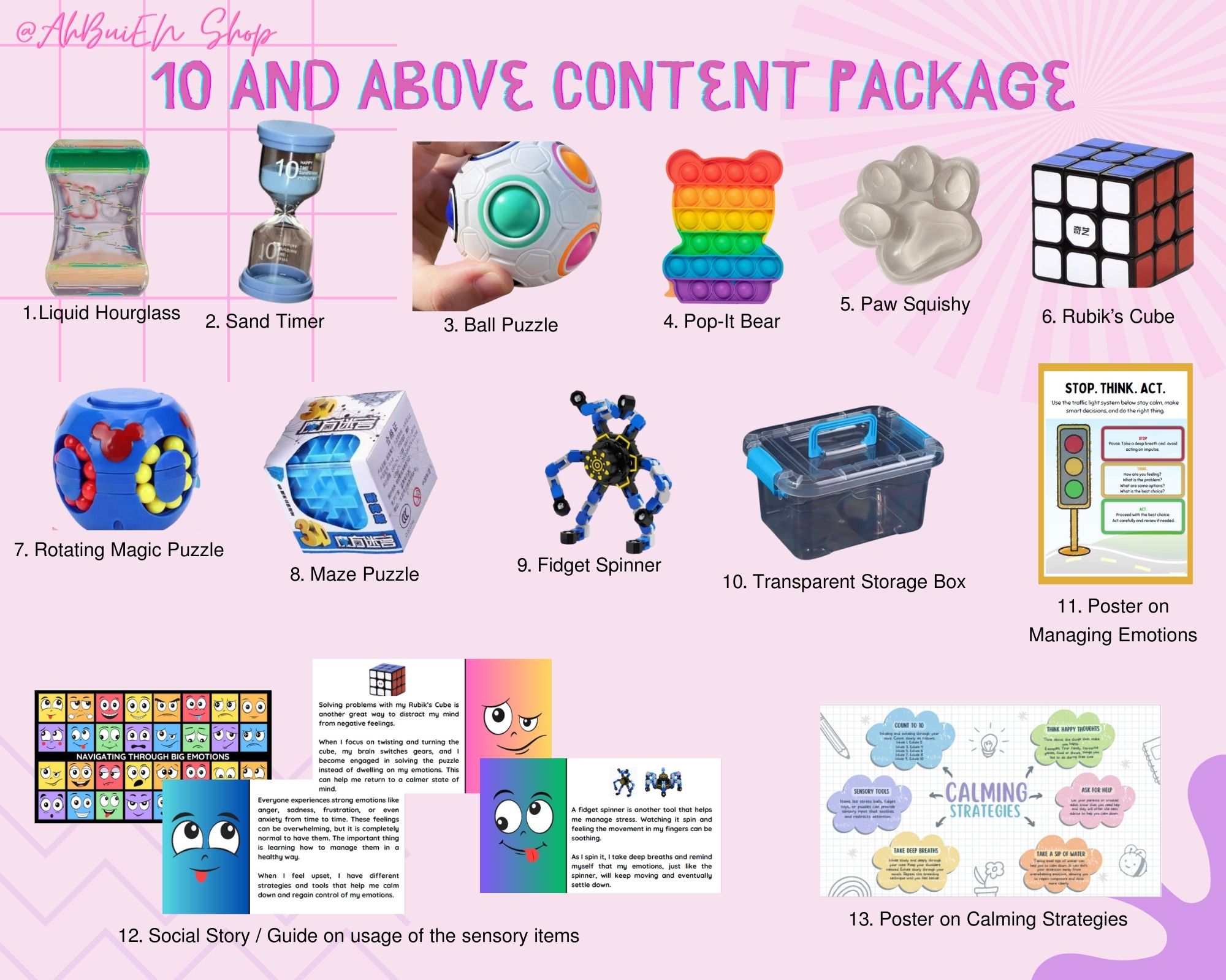 Sensory Fidget Toy Set – Calming & Mindfulness, Focus, Relieve Stress ...