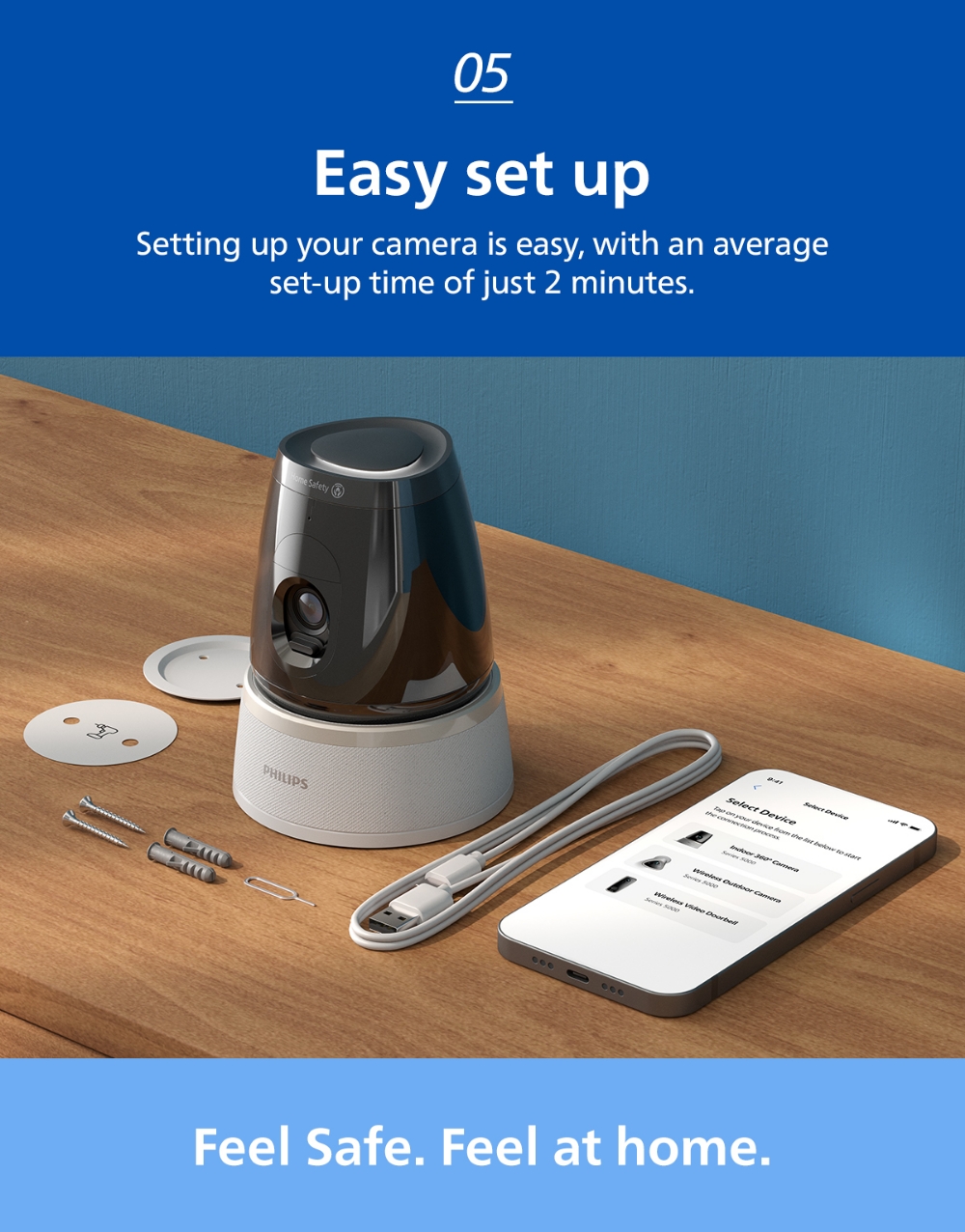 PHILIPS Home Safety Indoor 360° Camera with Privacy Shutter 5000 Series ...