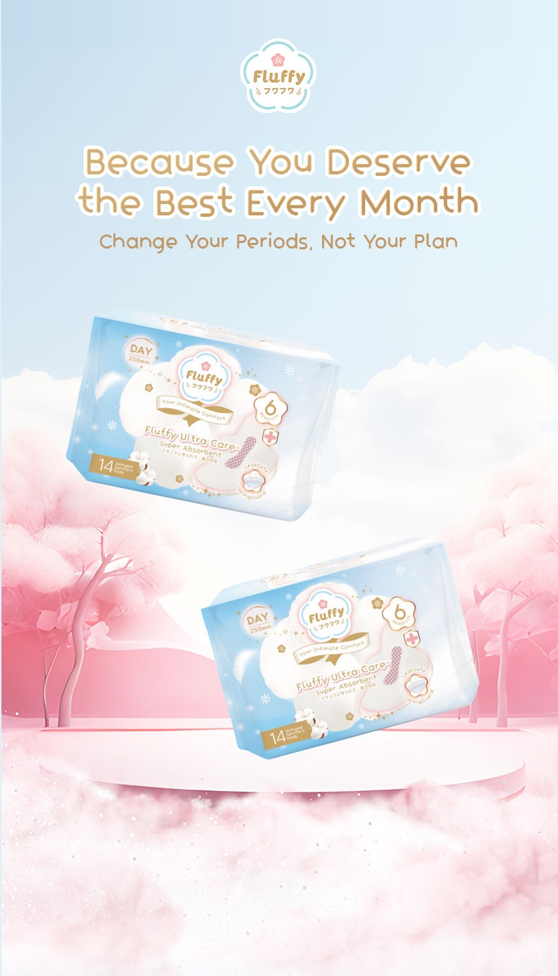Bundle of 2 - Fluffy Ultra Care Series Wellness Sanitary Pads Soft ...