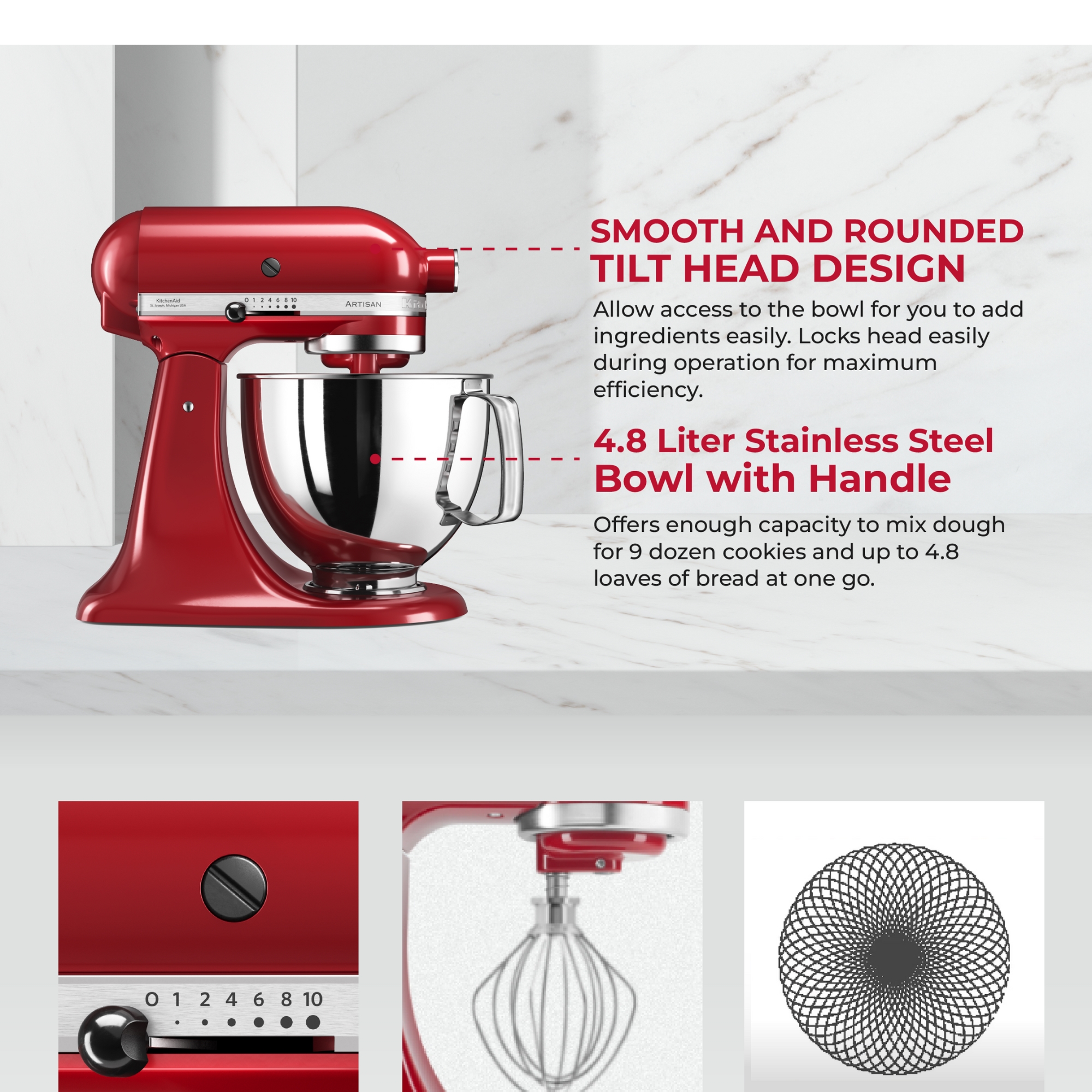 KitchenAid Artisan 4.8L Tilt Head Stand Mixer [5KSM125] - Heavy Duty ...