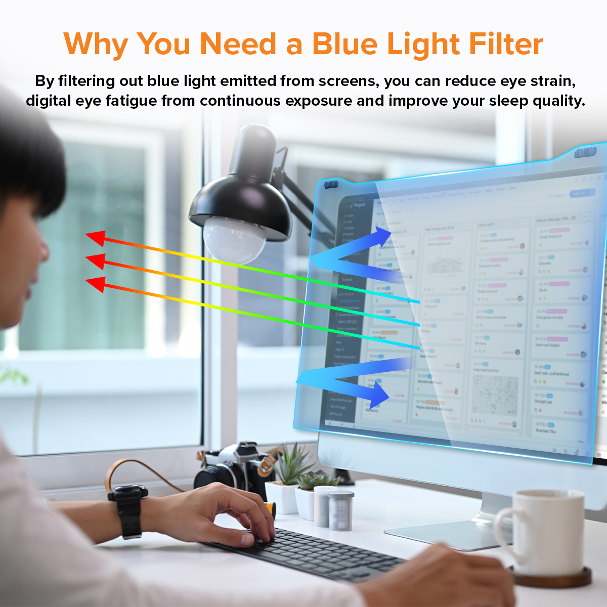 Tecgear Blue Light Shield Filter Anti Blue Light Screen Filter, Eyes ...