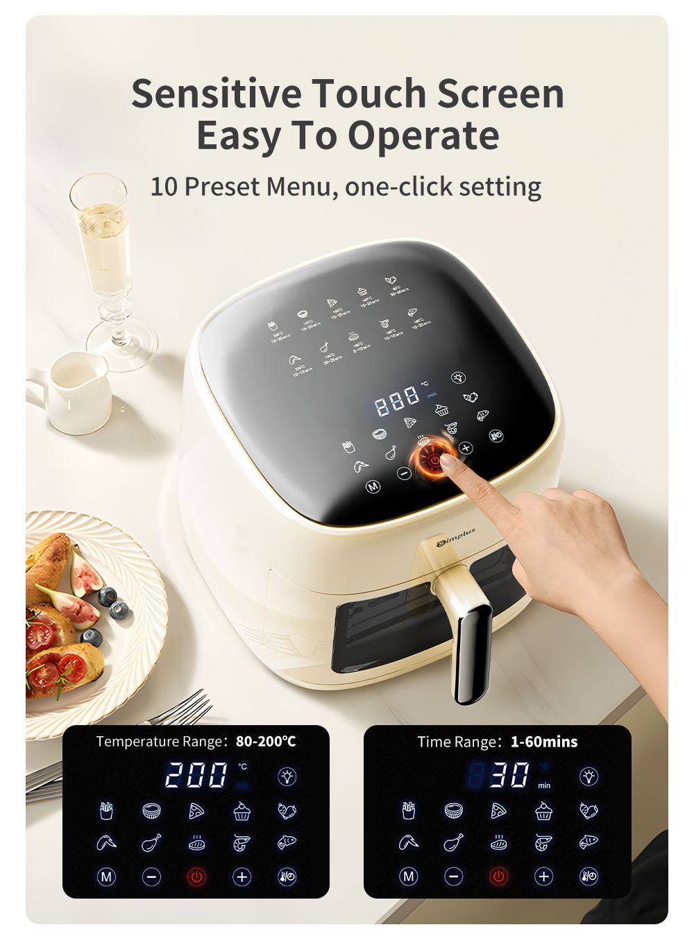 Simplus Air Fryer | 6.5L Large Capacity | 1500W Power | Non-Stick ...