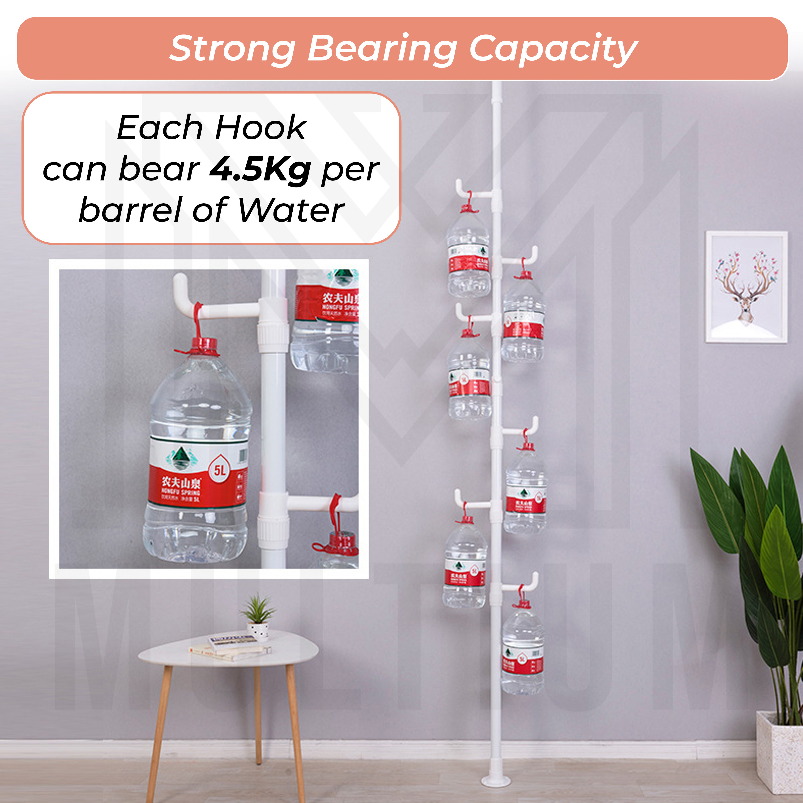 Floor to Ceiling Drying Pole Adjustable Standing Laundry Tension with 6 ...