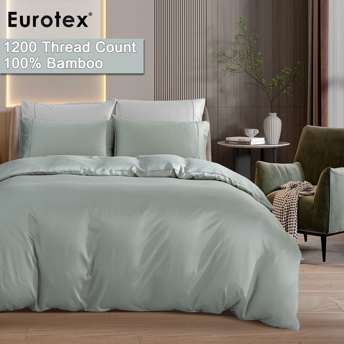 Eurotex Lifestyle, 1200 Thread Count, 100% Bamboo Fitted Sheet Set ...