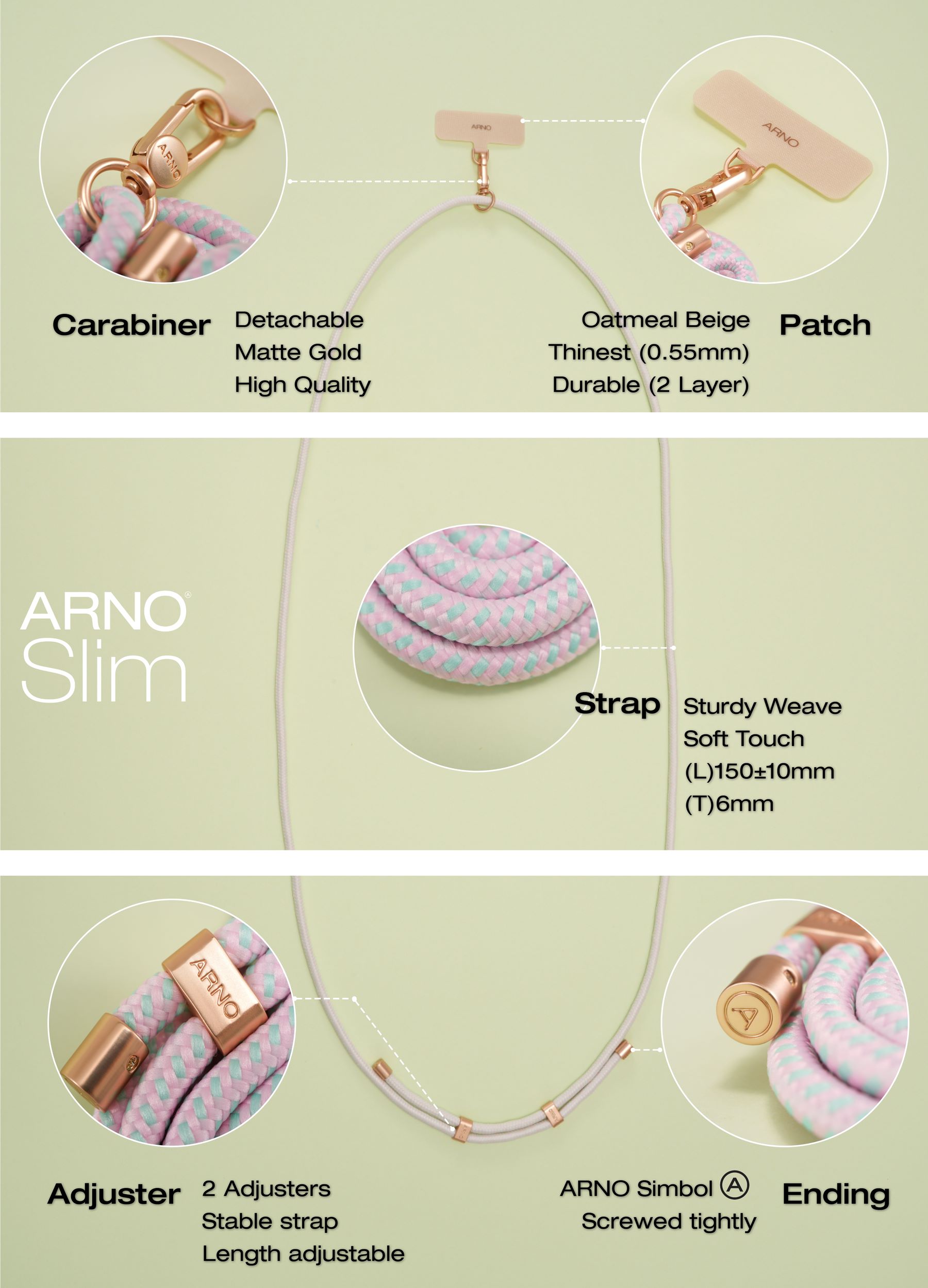 ARNO Slim Strap 'ANY+Strap' (Patch+Carabiner+Strap / 8 Types) | Shopee Singapore