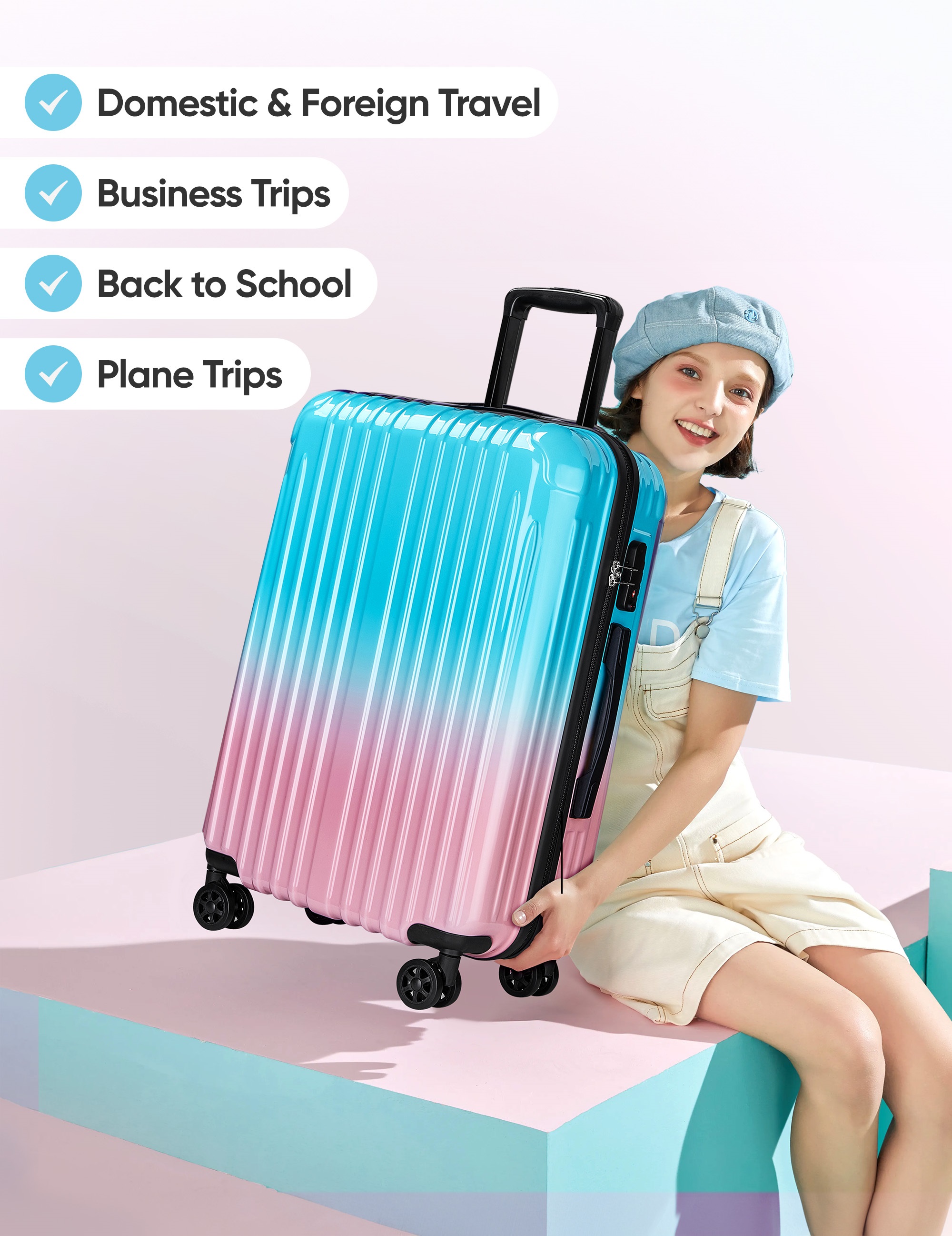 (Expandable)Early Spring New color-changing luggage PC lightweight ...