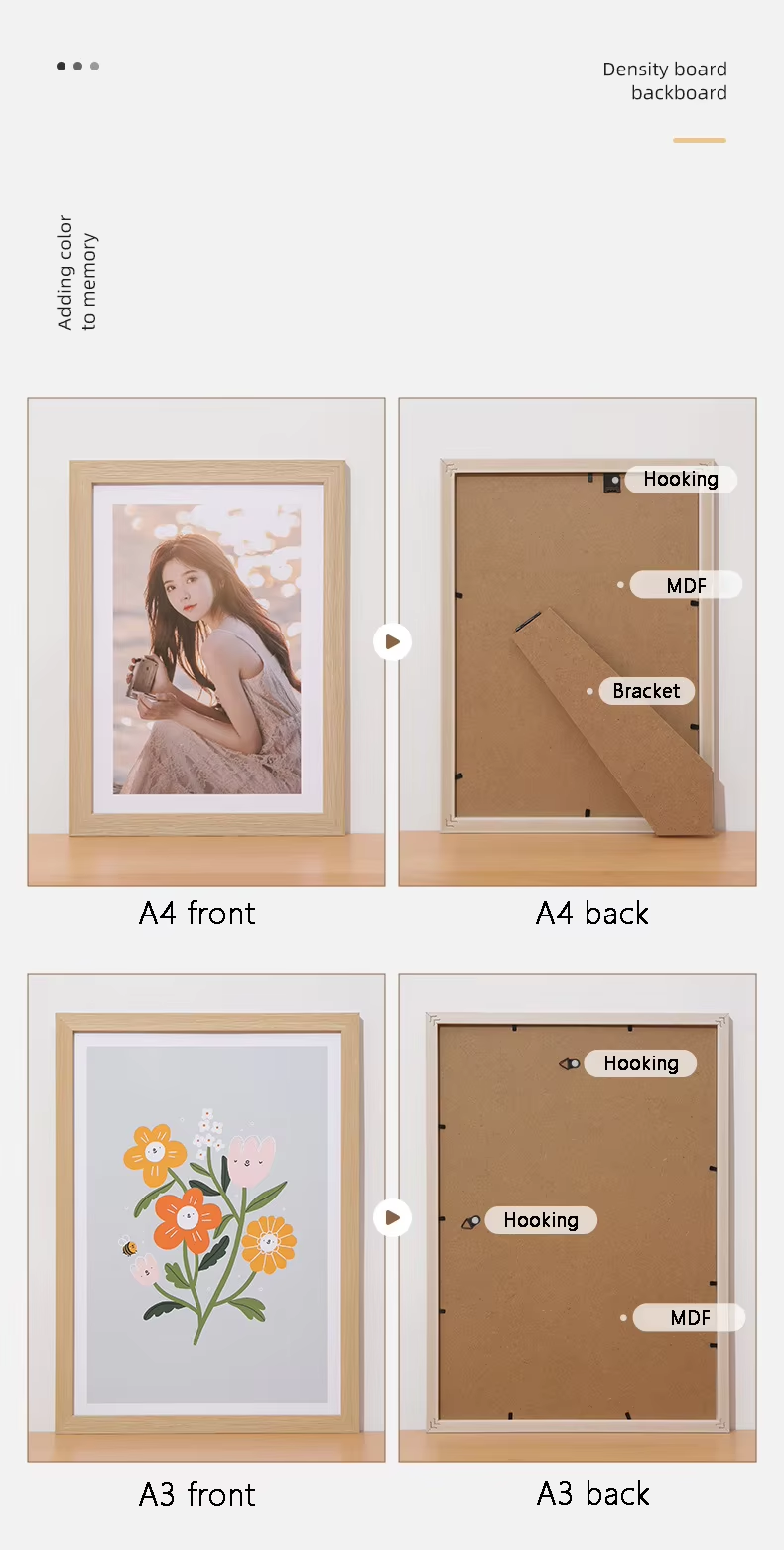 High Quality Wooden Picture Frames for 4R 5R 6R 8R A3 A4 Family Poster ...