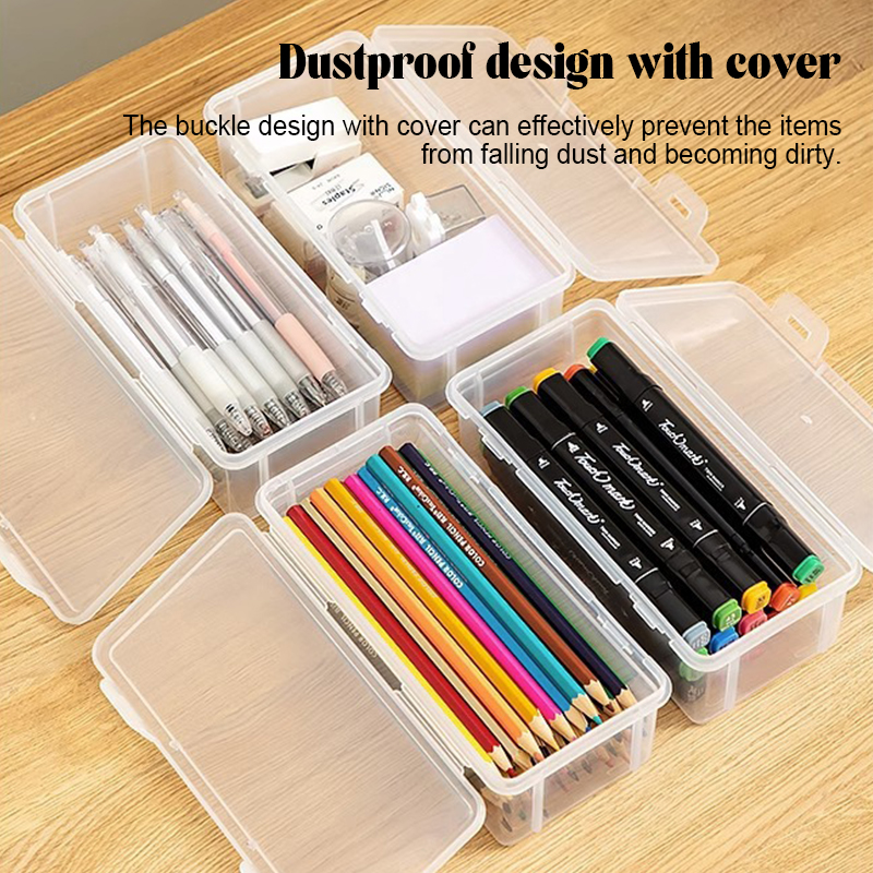 【SG】Large Capacity Transparent Stationery Storage Box Transparent ...