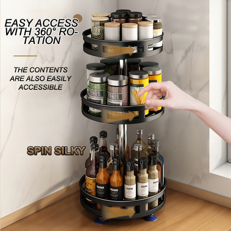 Luxe Rotating Condiments Organizer Kitchen Spice Rack Sauce Rack ...