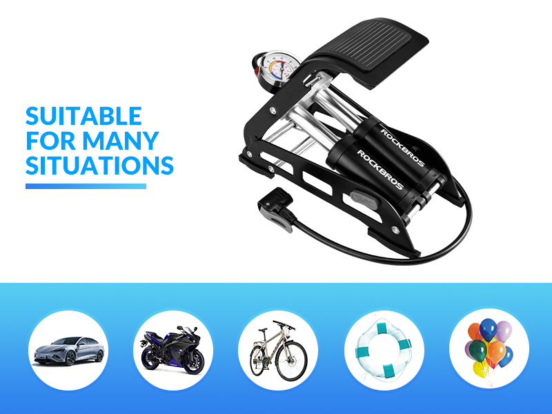 High Pressure Bicycle Foot Pump 160PSI Cycling Double Barrel Cylinder ...