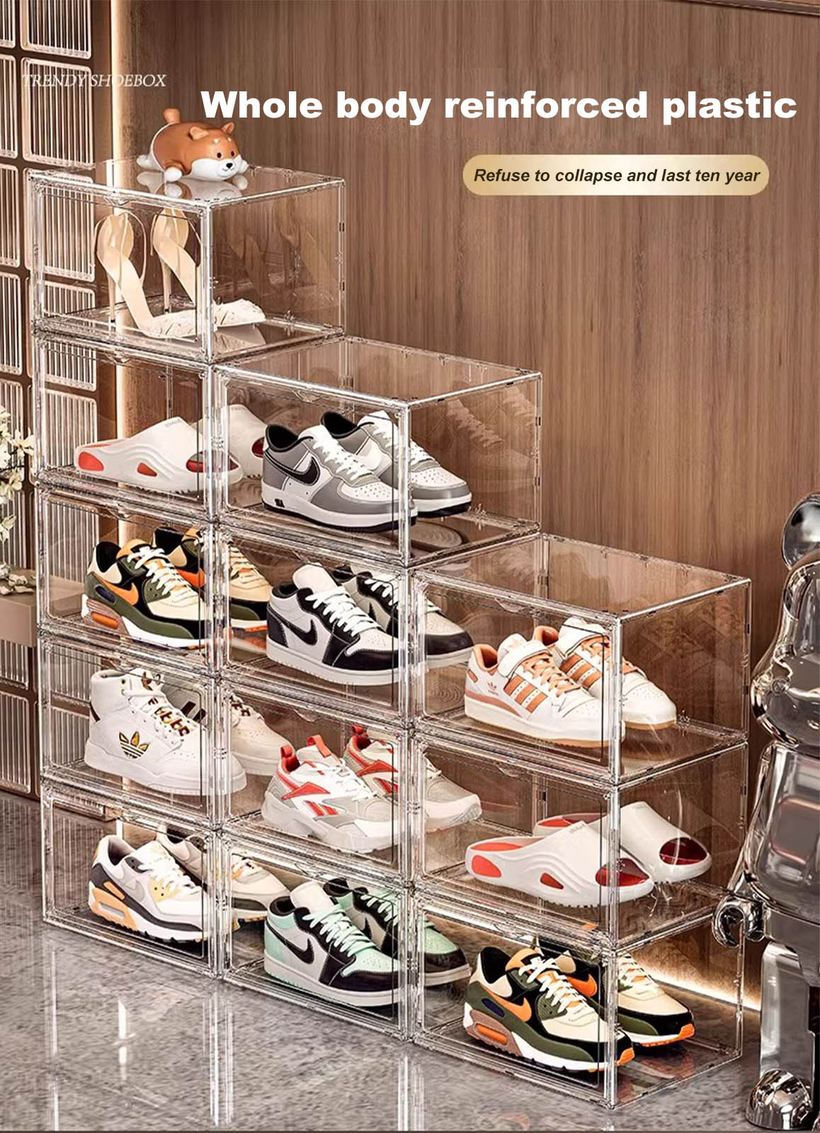 SG Stock LILI Full Transparent Shoe Box Stackable Foldable Magnetic ...