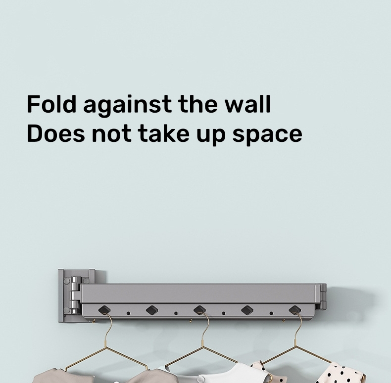 Maxvaluesg® Punch-free Folding Clothes Drying Rack Balcony Wall-mounted ...