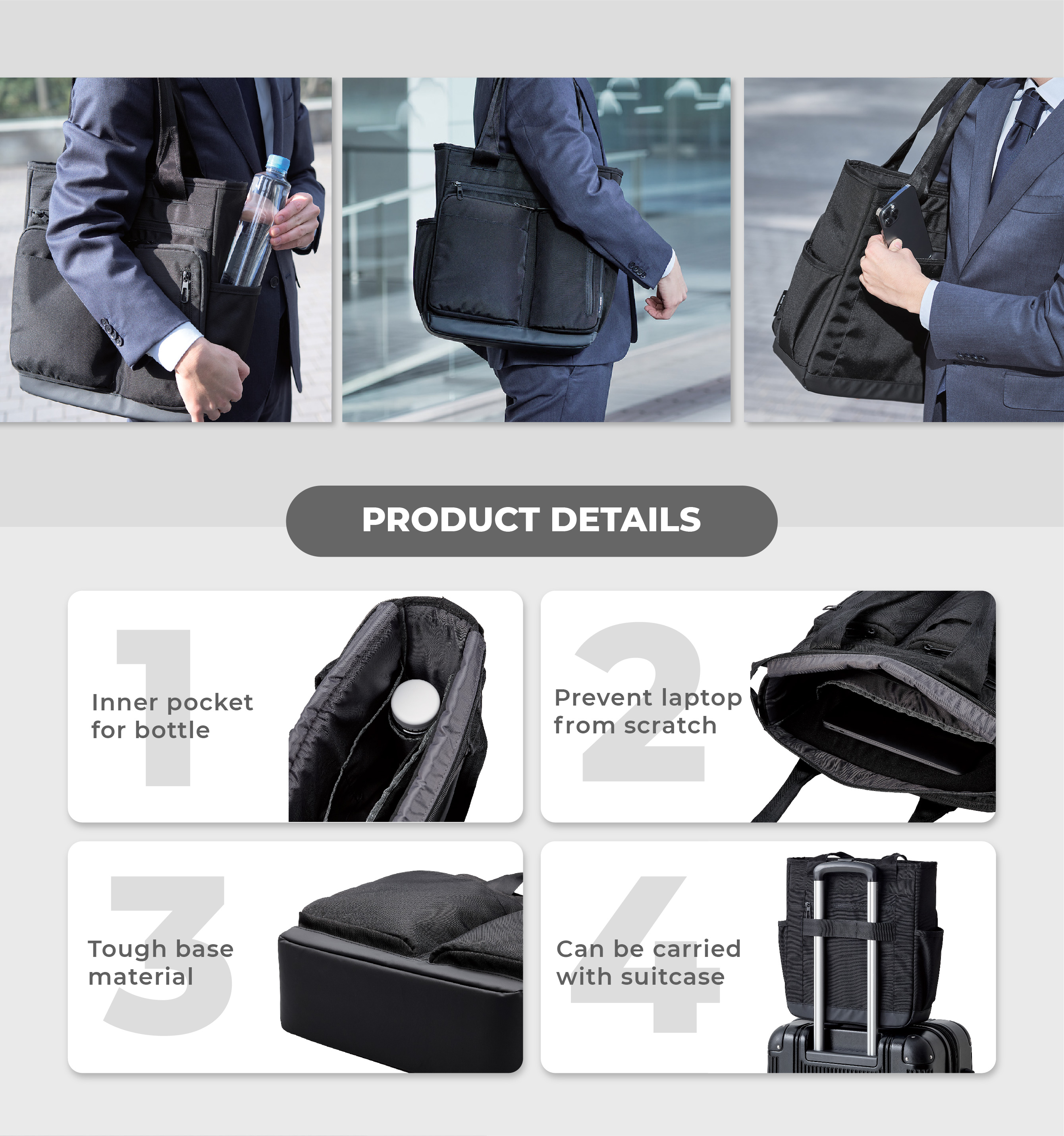 ELECOM Organize Storage Business Tote Bag/Multi-pocket/ Laptop Bag 15L ...