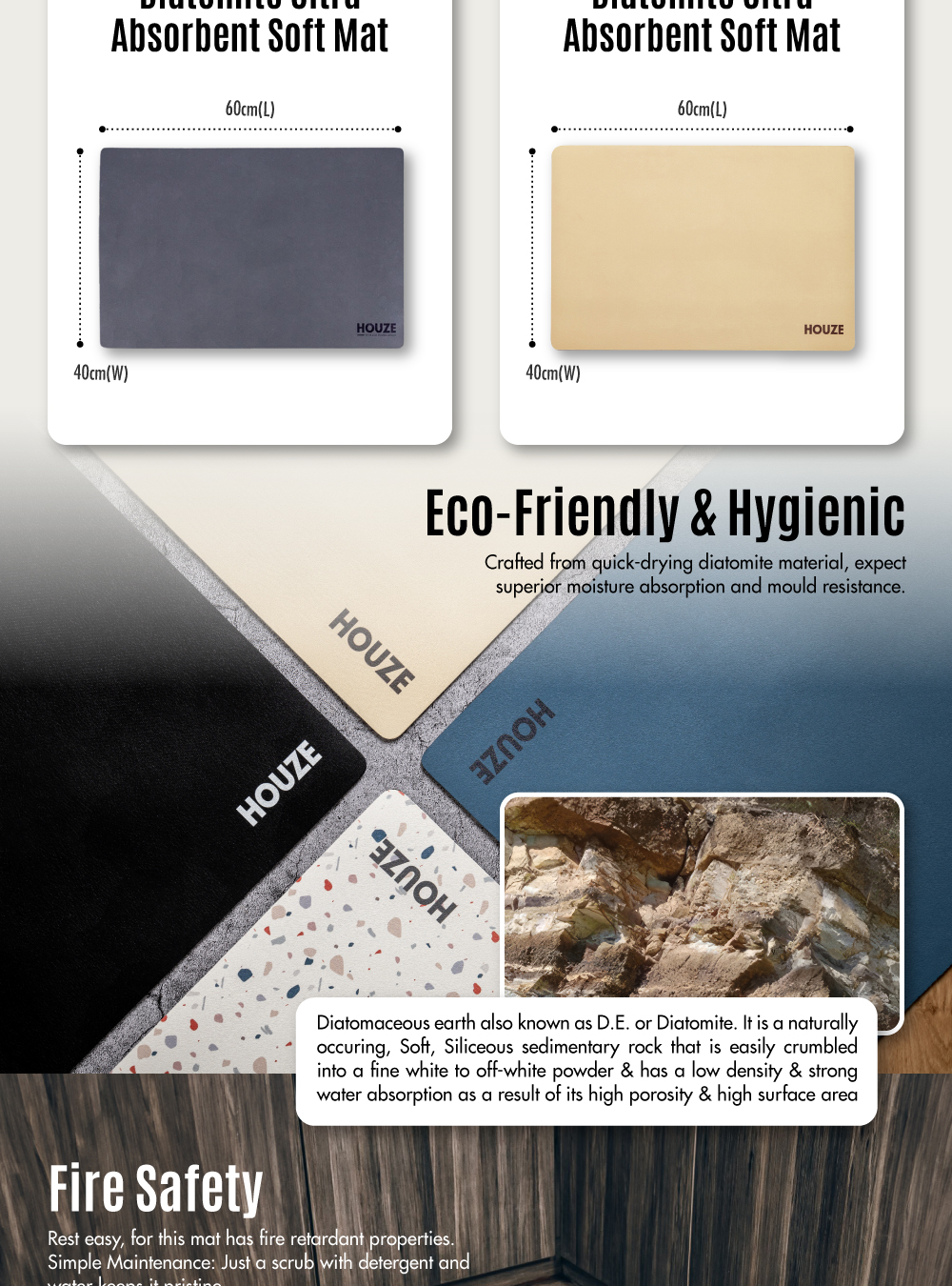 [HOUZE] Diatomite Absorbent Mat & Soft Diatomite Absorbent Mat | Shopee ...