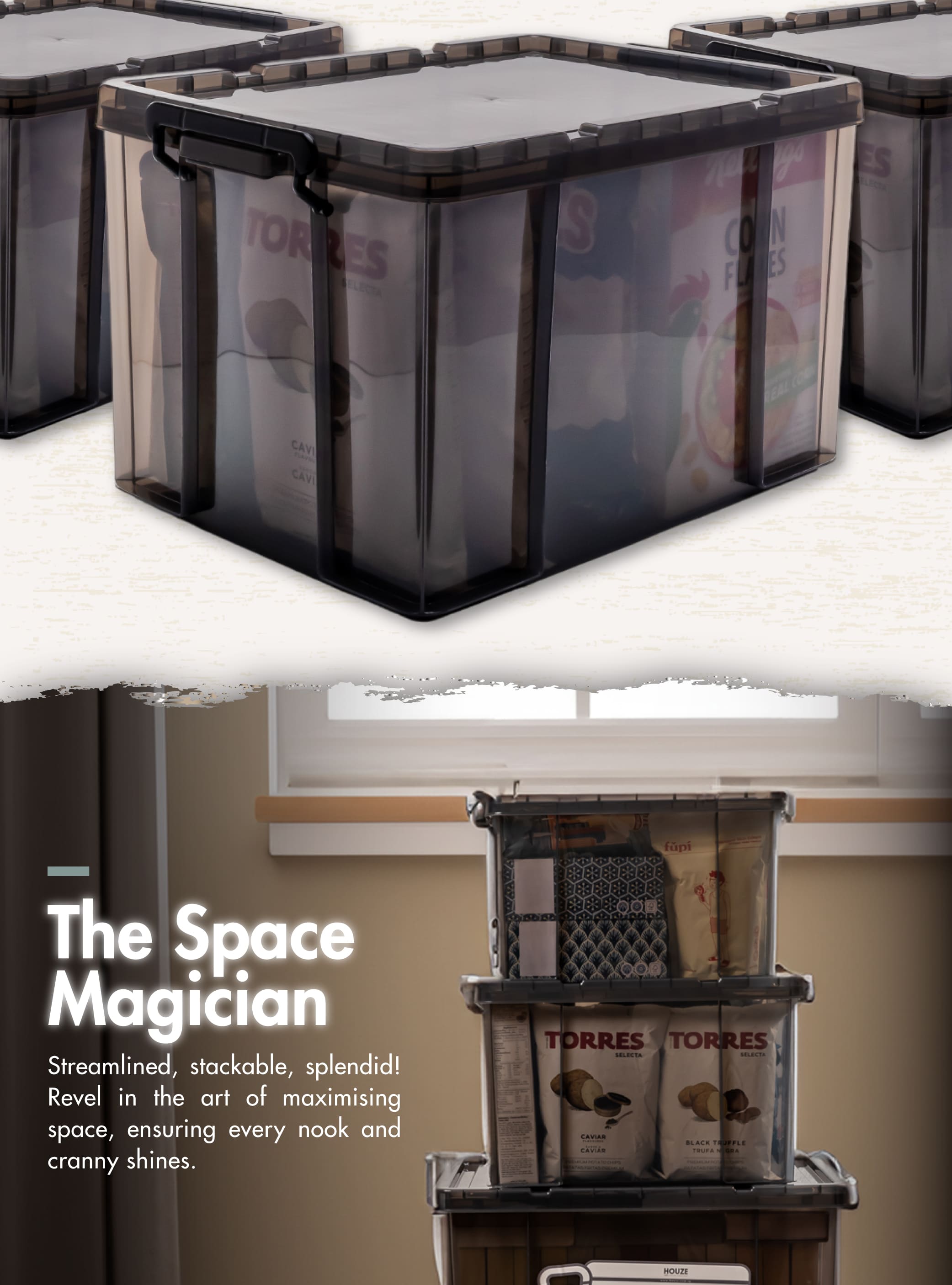 [HOUZE] 'STRONG' Storage Box 4 Sizes 30L|44L|75L|100L (Smoke Grey ...