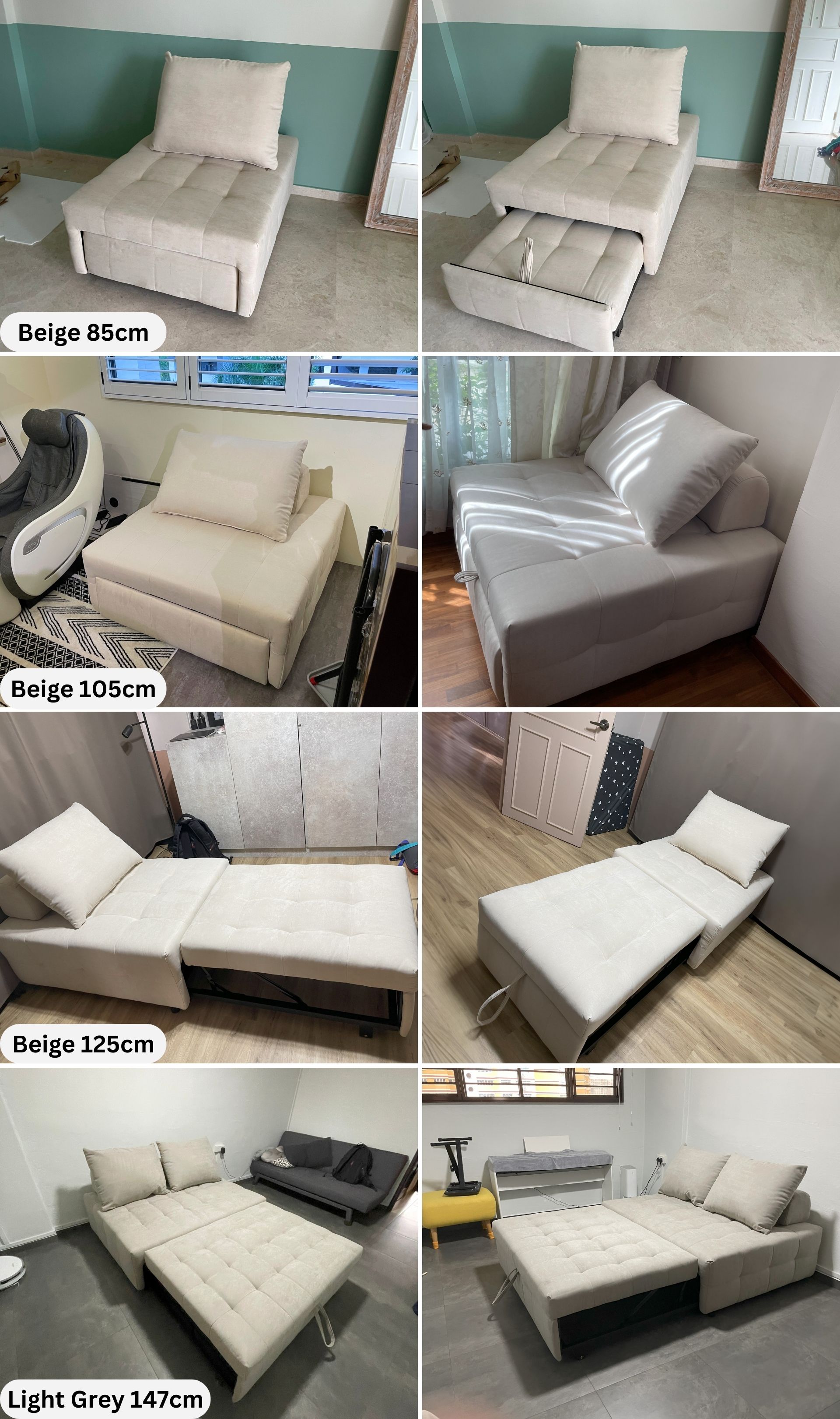 Cozylant Candy Sofa Bed for Living Room / White Brown Beige / Lazy Sofa ...