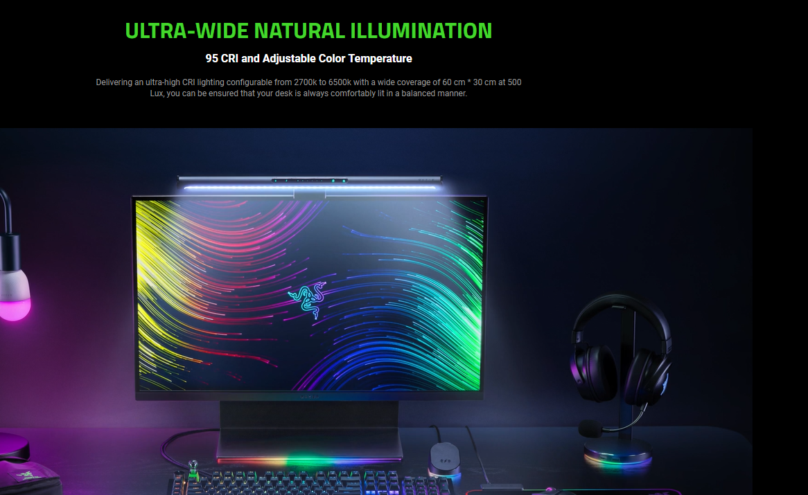 Razer Aether Monitor Light Bar - RGB LED Light Bar for Gamer Rooms (1 ...