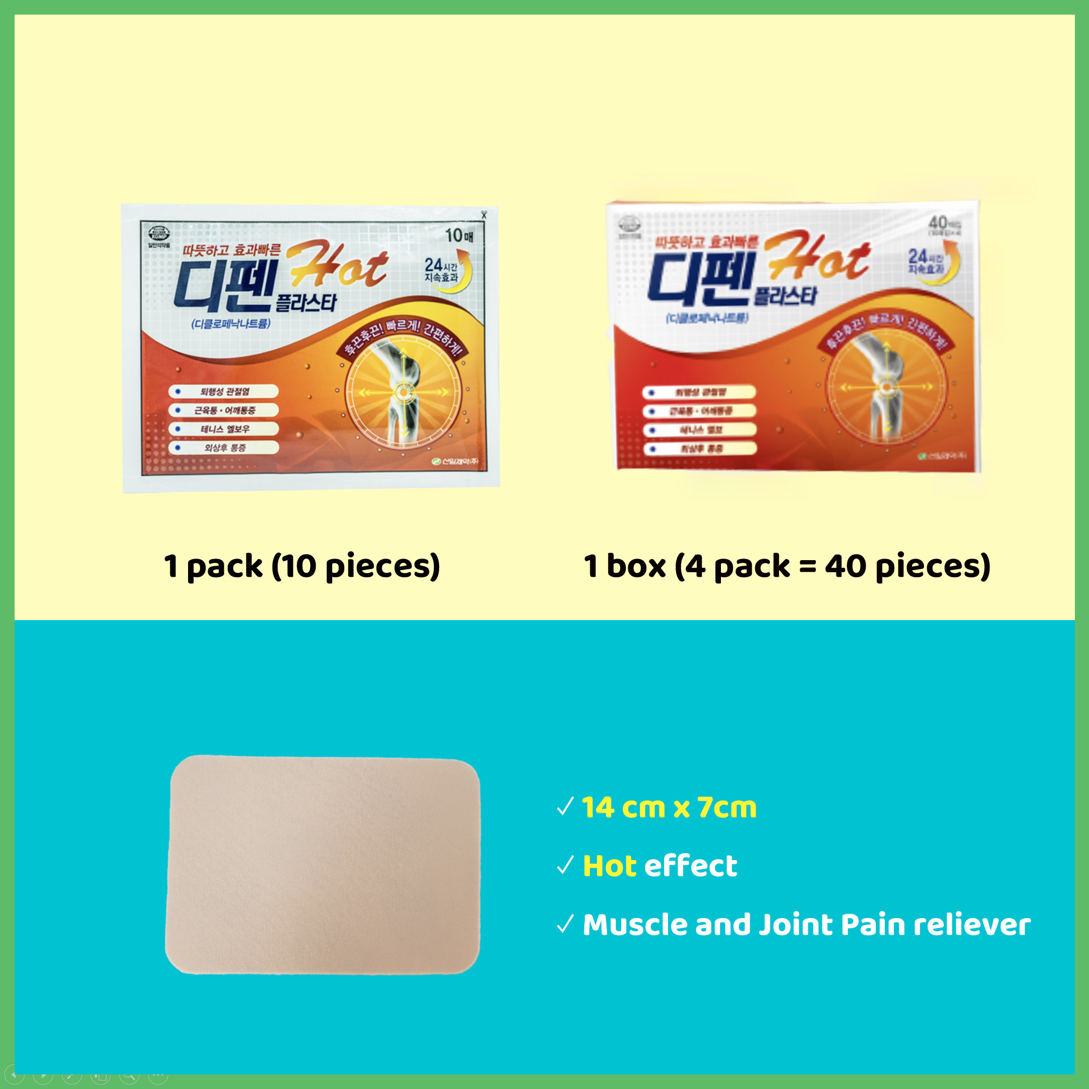 Shin-Il Pharm Defen Plaster 2types(Cool & Hot) for muscle pain difen ...