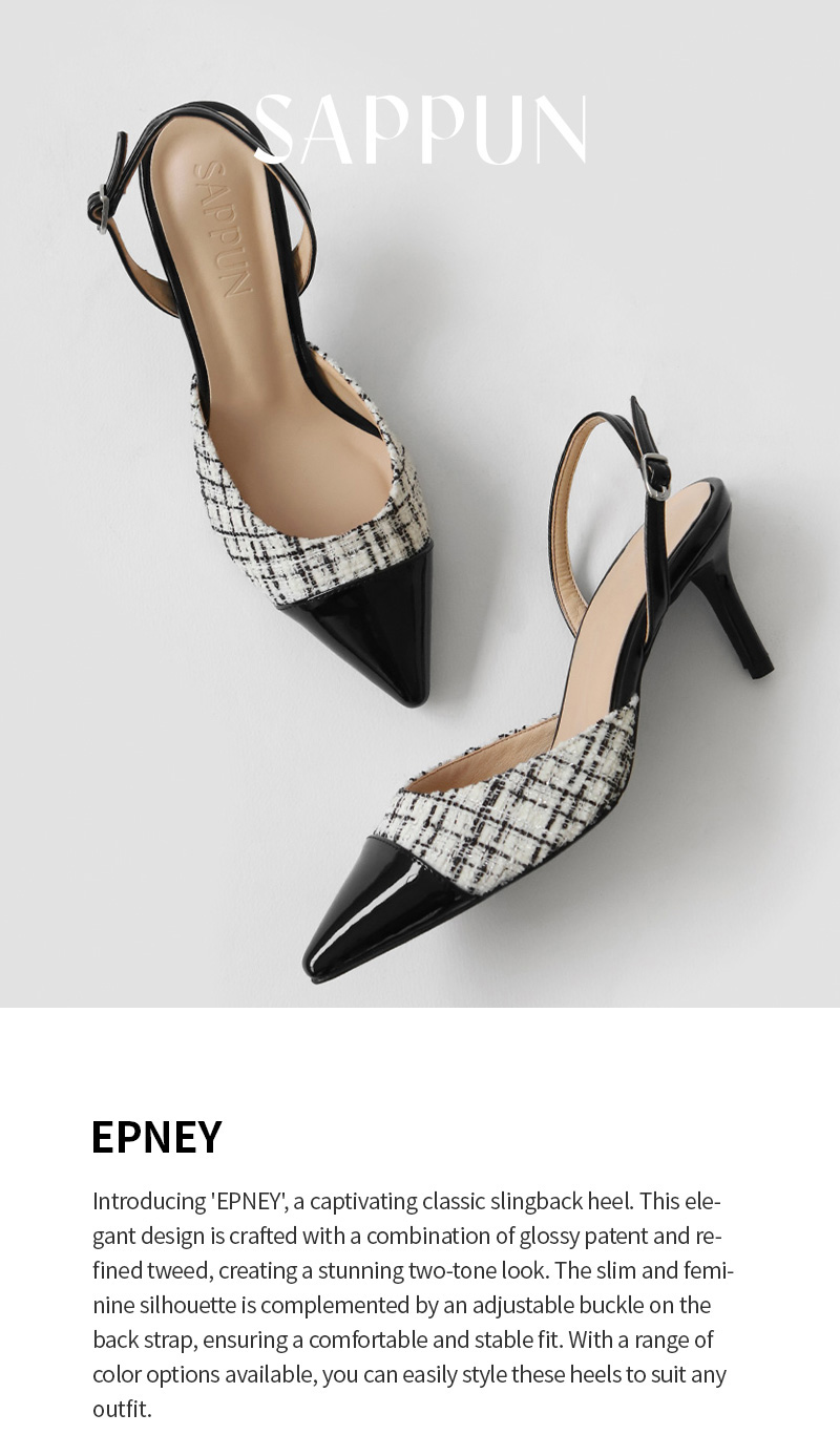 [SAPPUN] Epney Tweed two tone Slingback heels (5/7cm) | Shopee Singapore