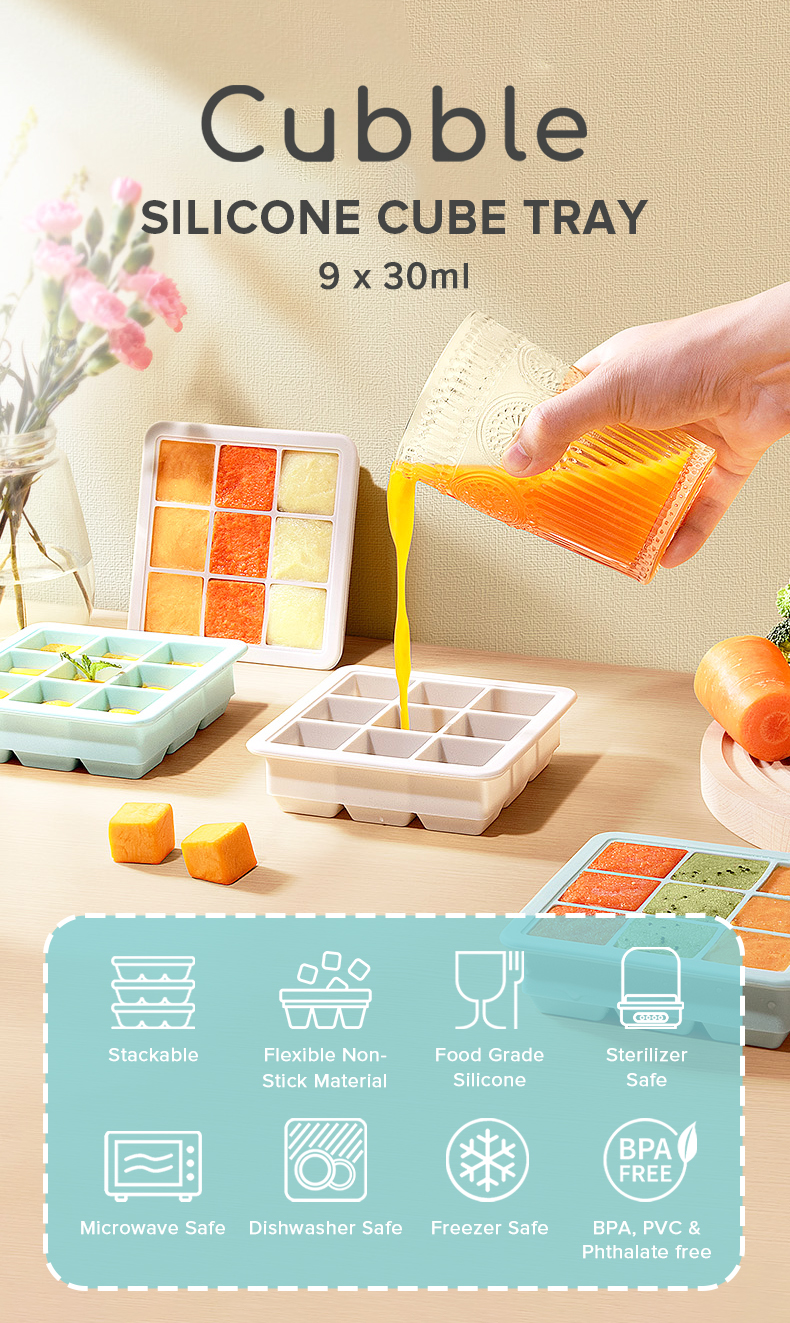 Cubble Silicone Cube Tray 9 x 30ml / 6 x 60ml / 4 x 90ml (2 Colors ...