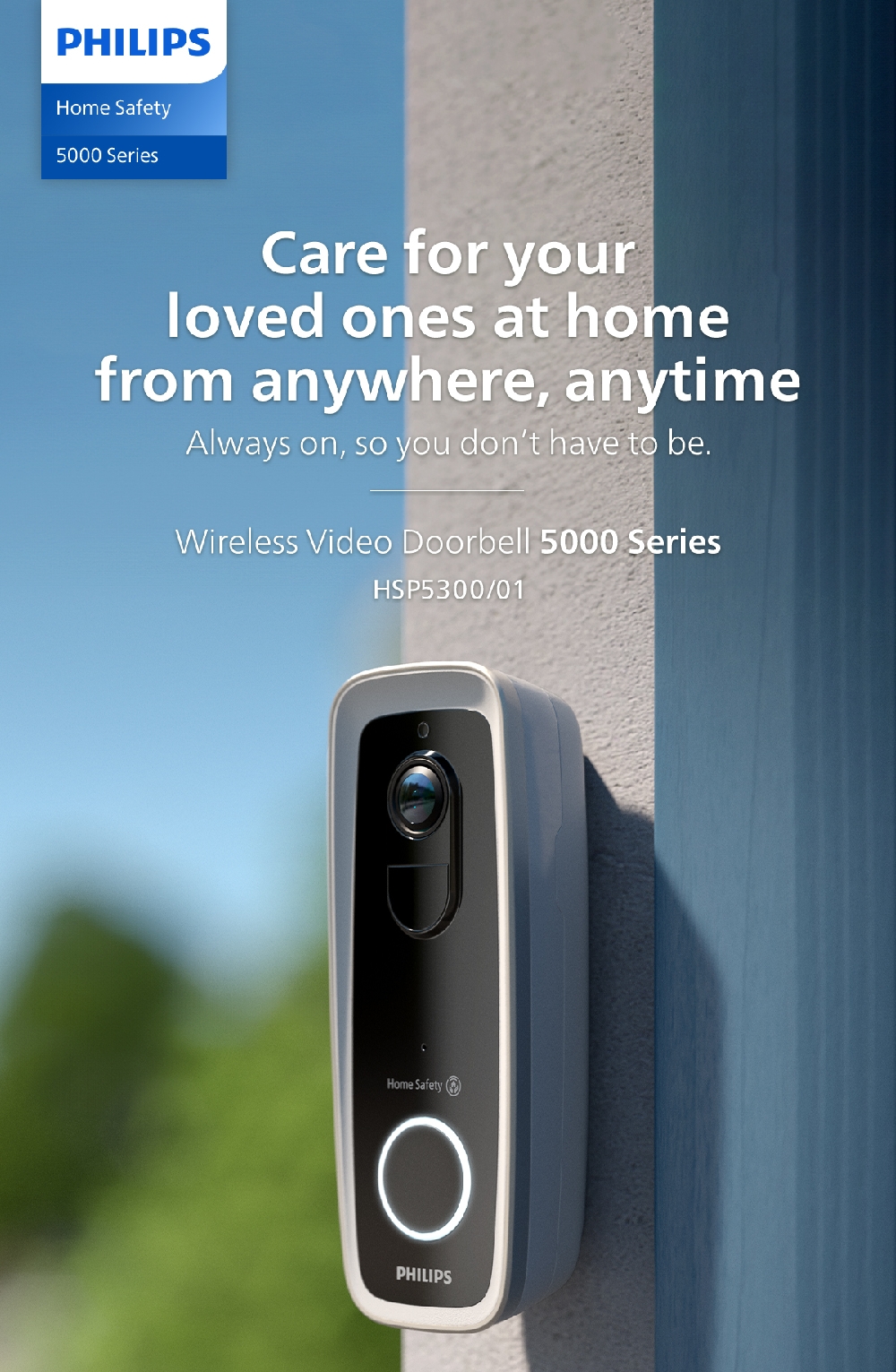 PHILIPS Home Safety Wireless Video Doorbell 5000 Series - HSP5300/01 ...