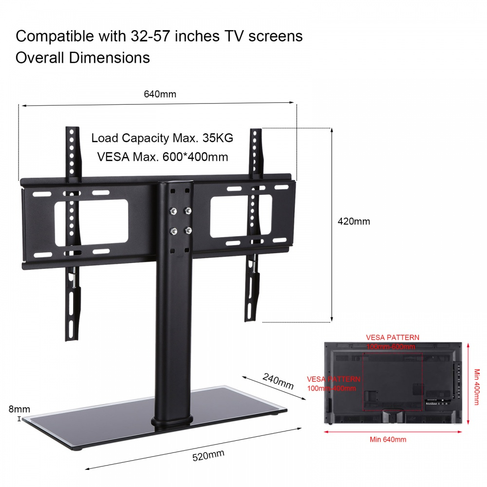 【Ready Stock】Universal Table TV Stand for 26"-70" LCD LED Screen Height ...