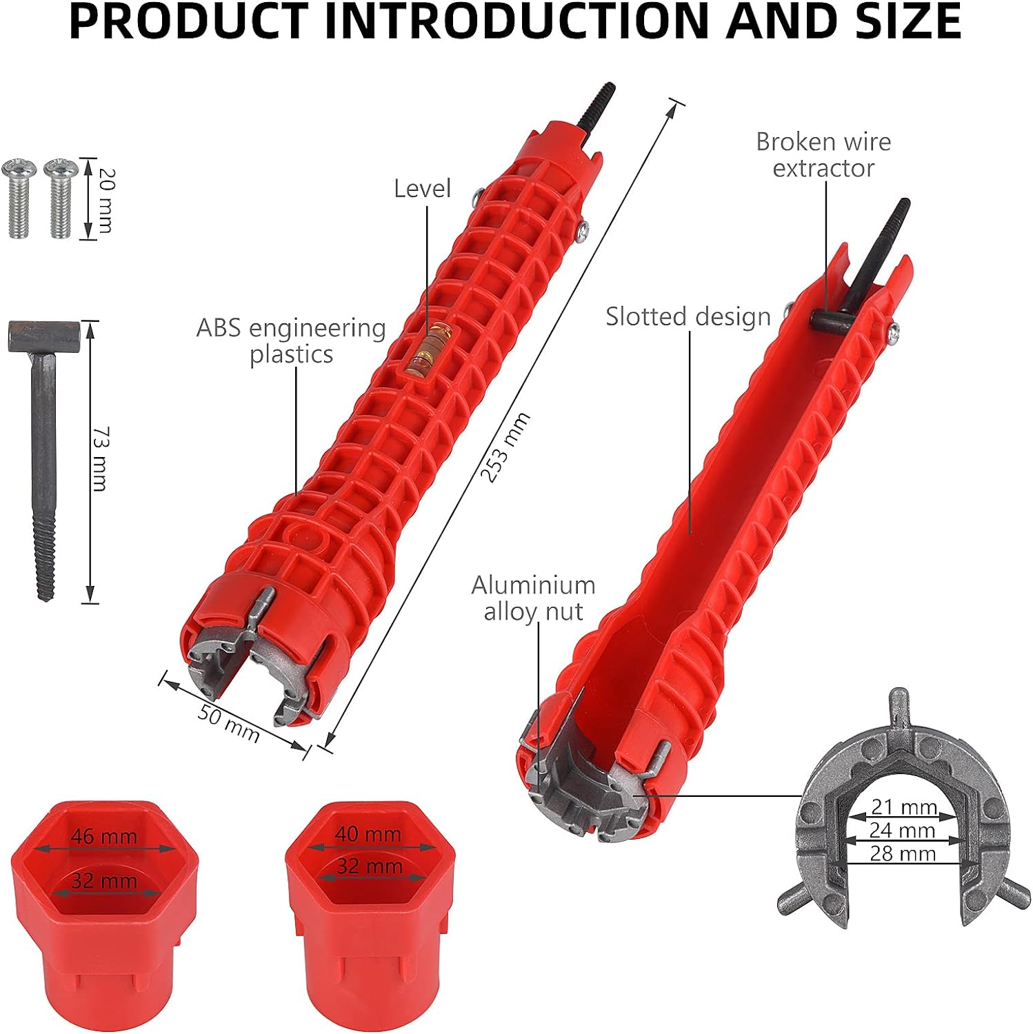 14 In 1 Faucet Sink Wrench Pipe Wrenches Faucet Sink Installer Kit for ...