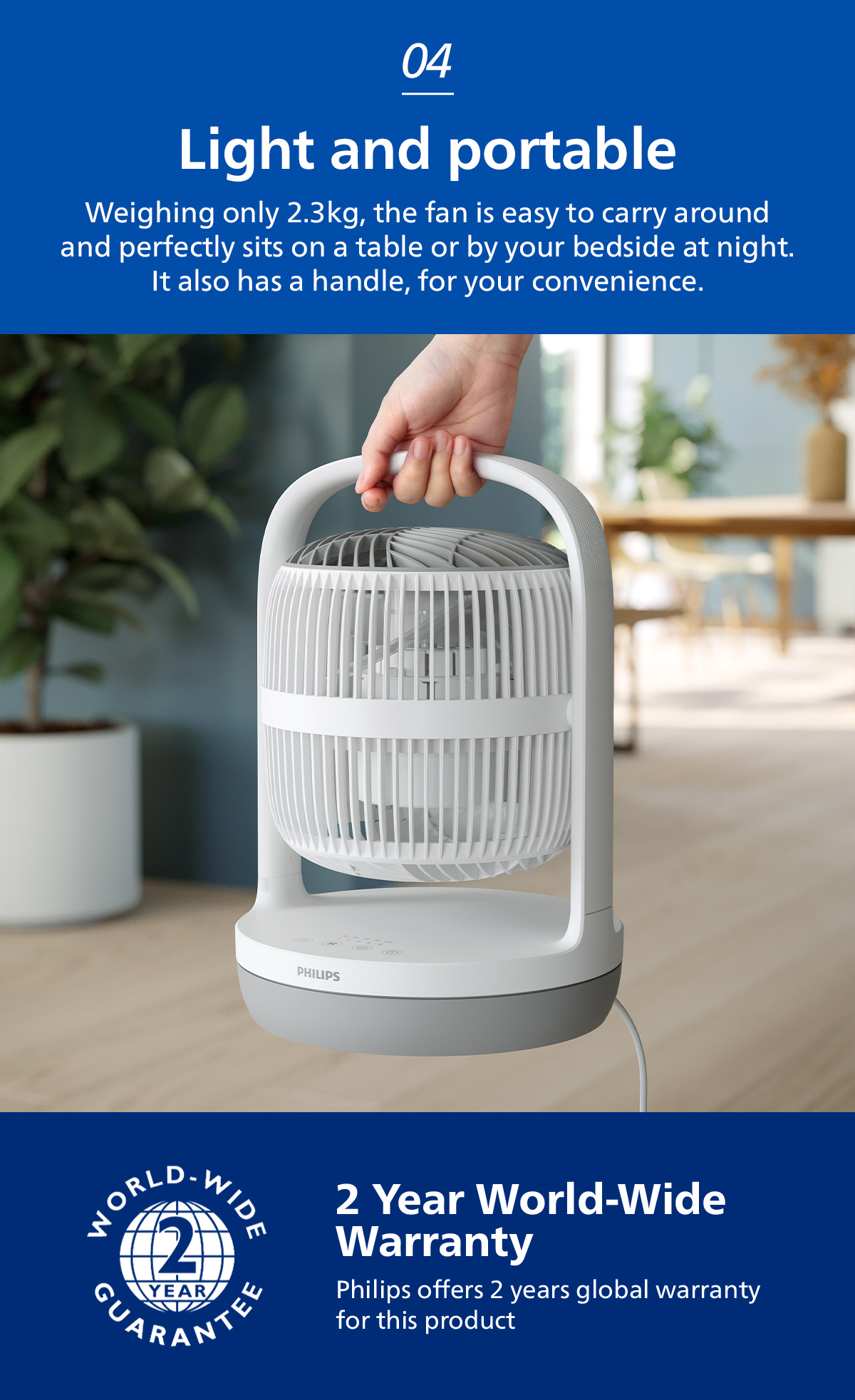 Philips CX2050/00 | Desk Fan | SilentWings Tech - 30% Quieter Cooling ...