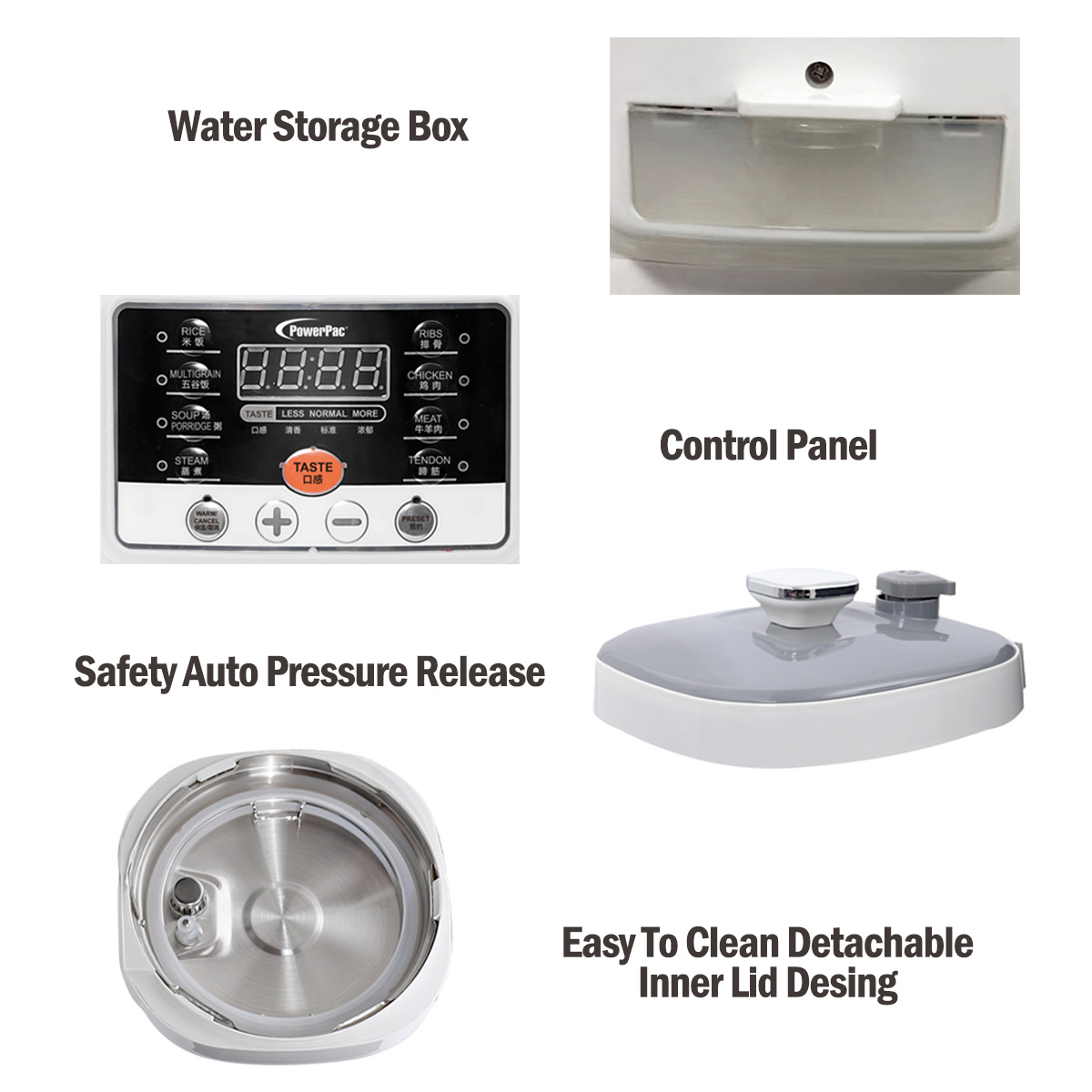 Powerpac Electric Pressure Cooker 2.5L, 7 Safety Features & Multi ...